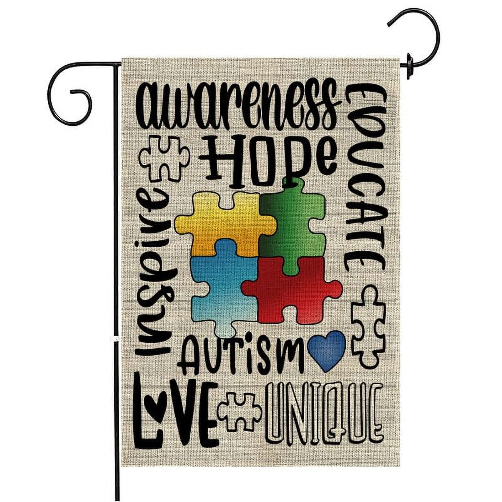 autism awareness garden flag autism flag Double Sided Puzzle Piece ...