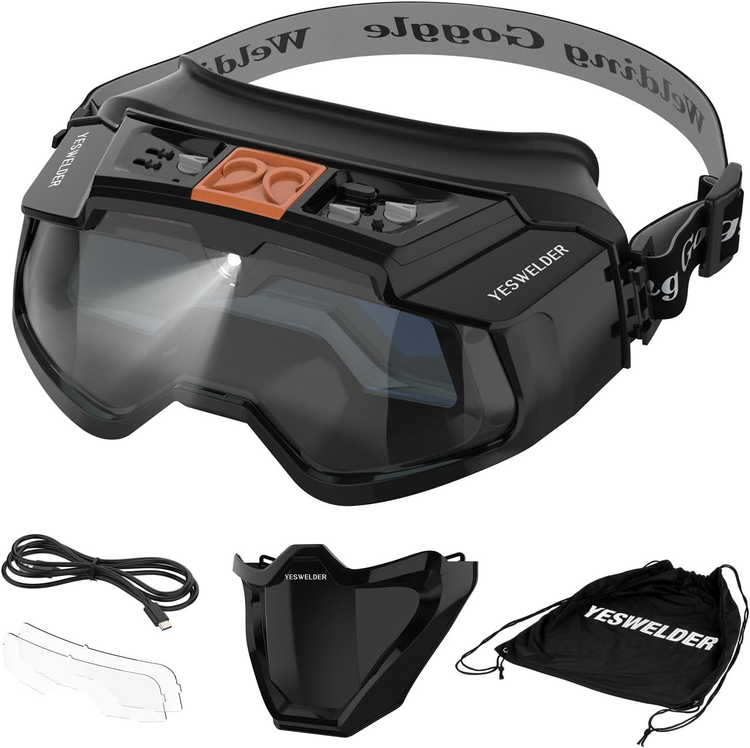 **auto darkening welding goggles with mask, led lighting & type-c ...
