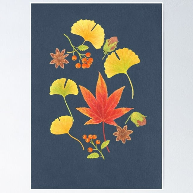 autumn leaves ginkgo ambertree Poster - 1170 - Walmart.com