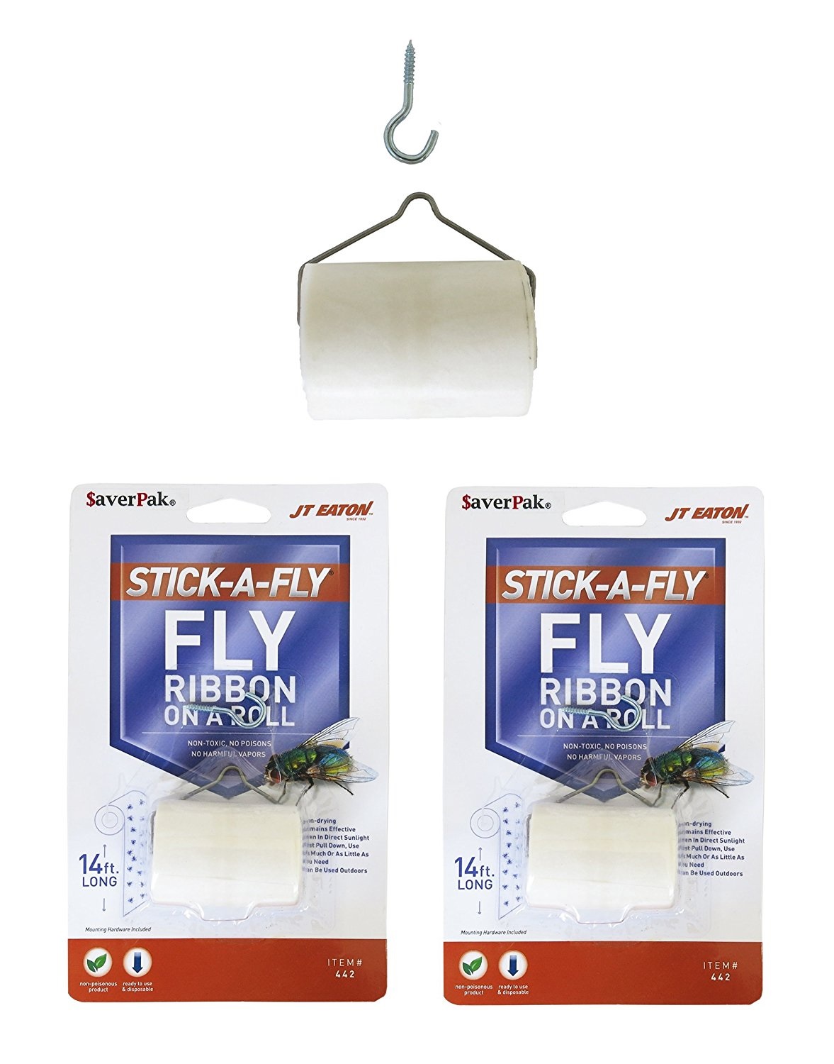 $averPak 2 Pack- Includes 2 JT Eaton 14 Foot Long Stick-A-Fly Glue Fly ...