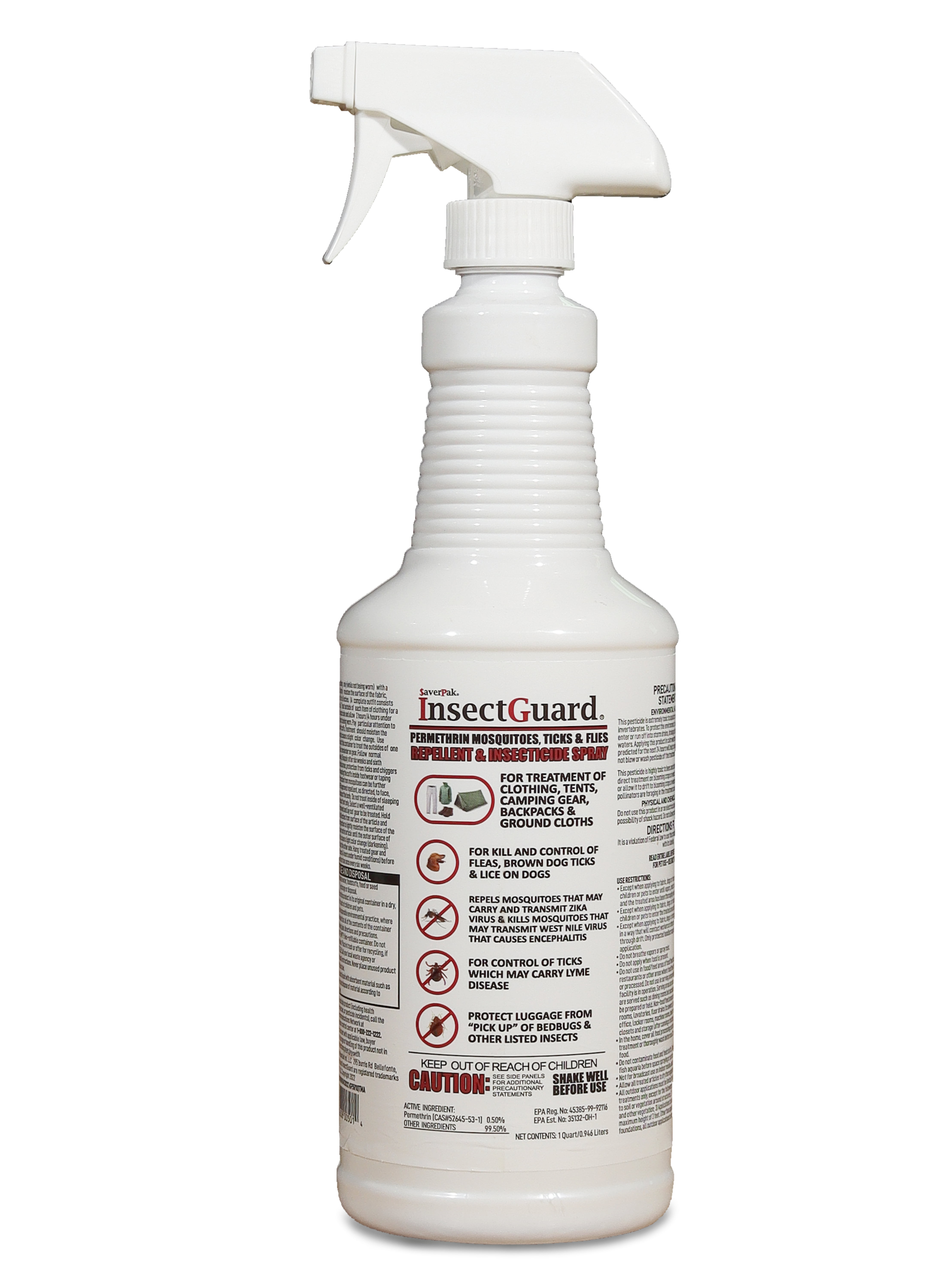 SaverPak InsectGuard Permethrin Spray Quart (32oz) - Odorless Bug ...