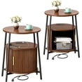 avobird Round End Tables Set of 2 & Charging Station, Fluted Accent ...