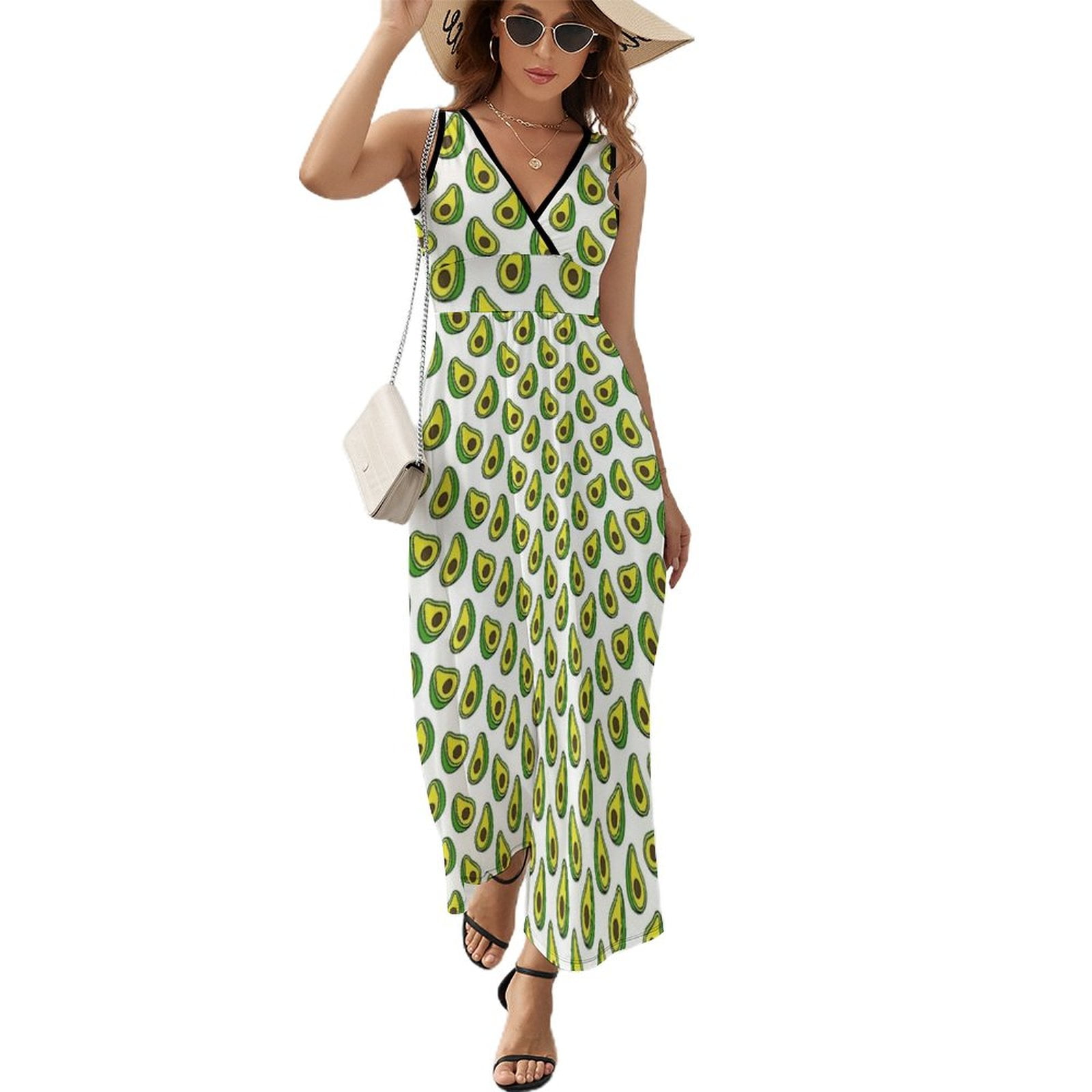 avocado doodle pattern Sleeveless Dress women's evening dresses long ...