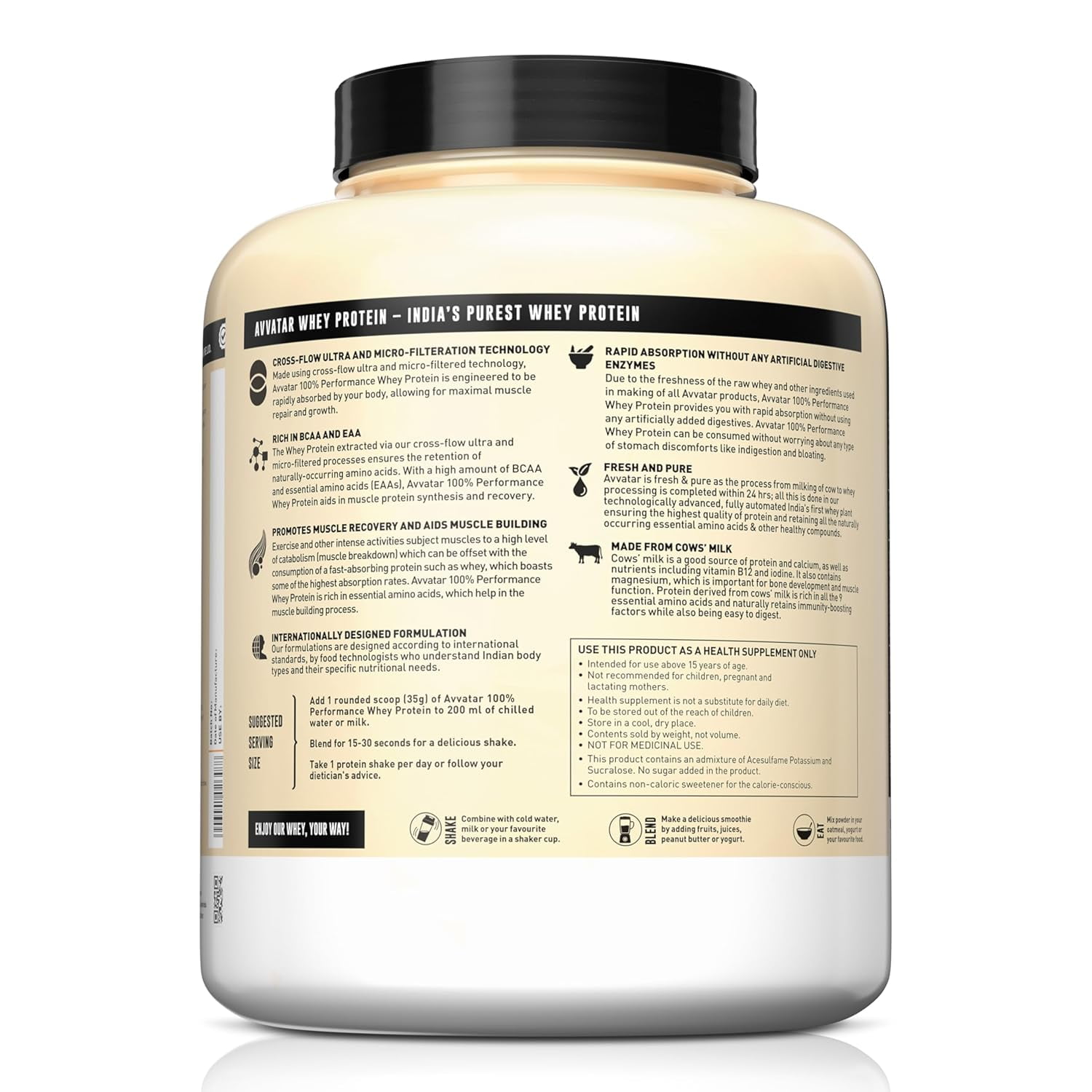 avvatar PERFORMANCE WHEY PROTEIN | 1Kg | Chocolate Hazelnut Flavour ...