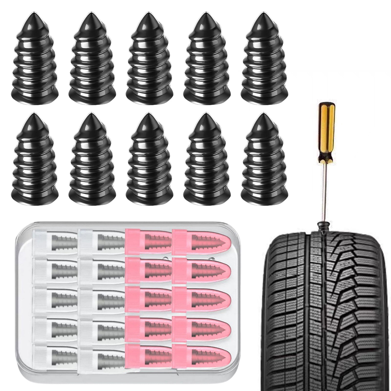 awjaisca 10/20/30/50/60/80/100Pcs Tire Repair Rubber Nails Kit Heavy ...