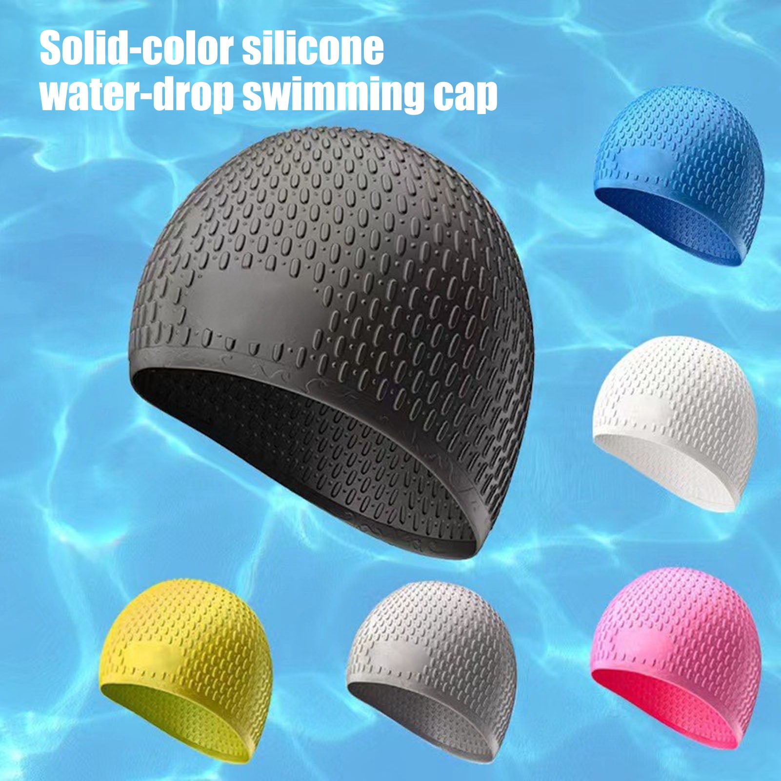 awjaisca Adults Silicone Swimming Cap, Water Resistant Lightweight Swim ...