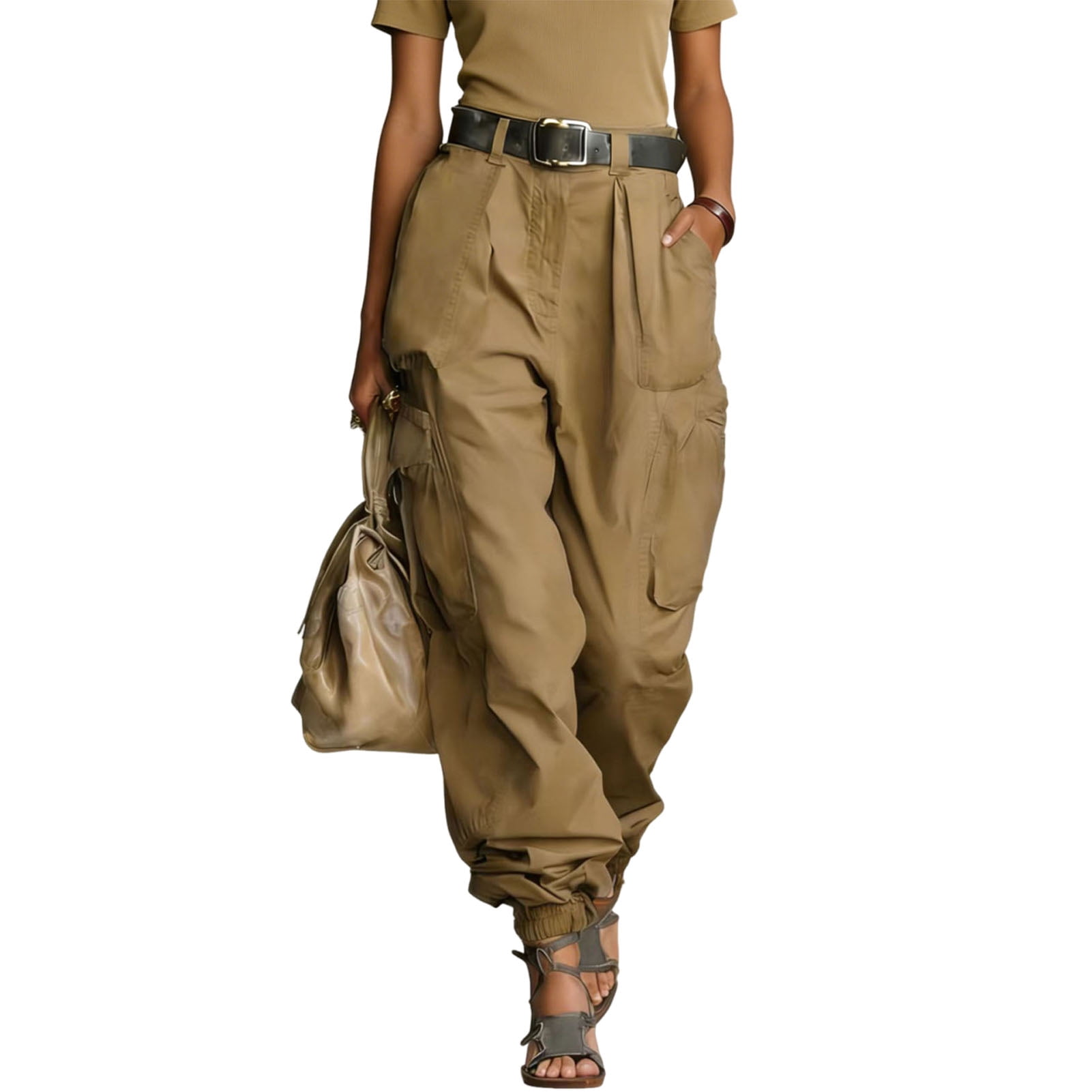 awjaisca Cargo Pants Adjustable Leg Openings Full Ankle Length Side ...
