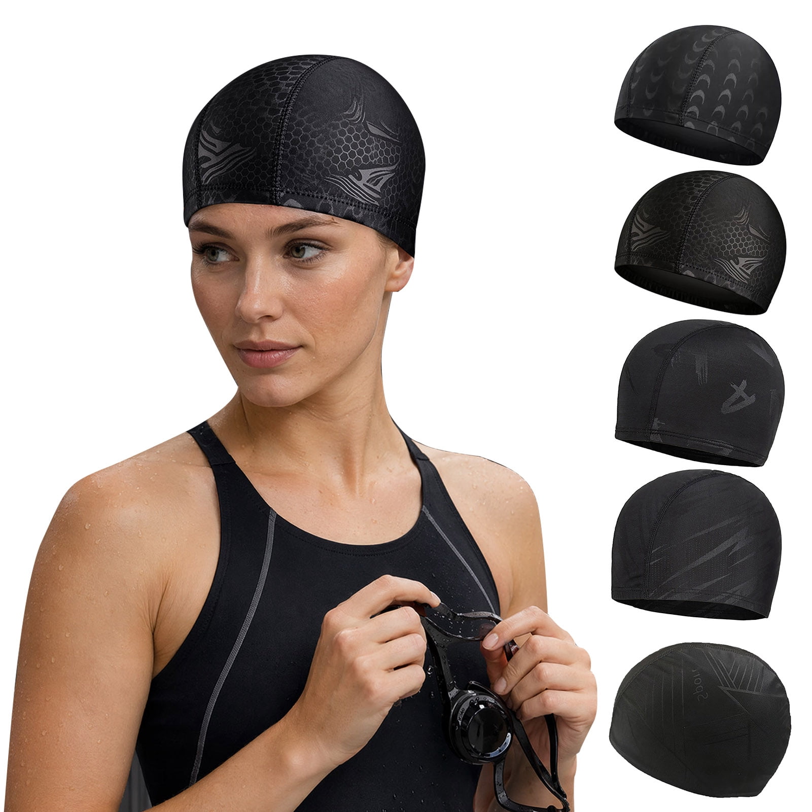awjaisca Cloth Swimming Cap for Adults, Anti-Slip Breathable Men Women ...
