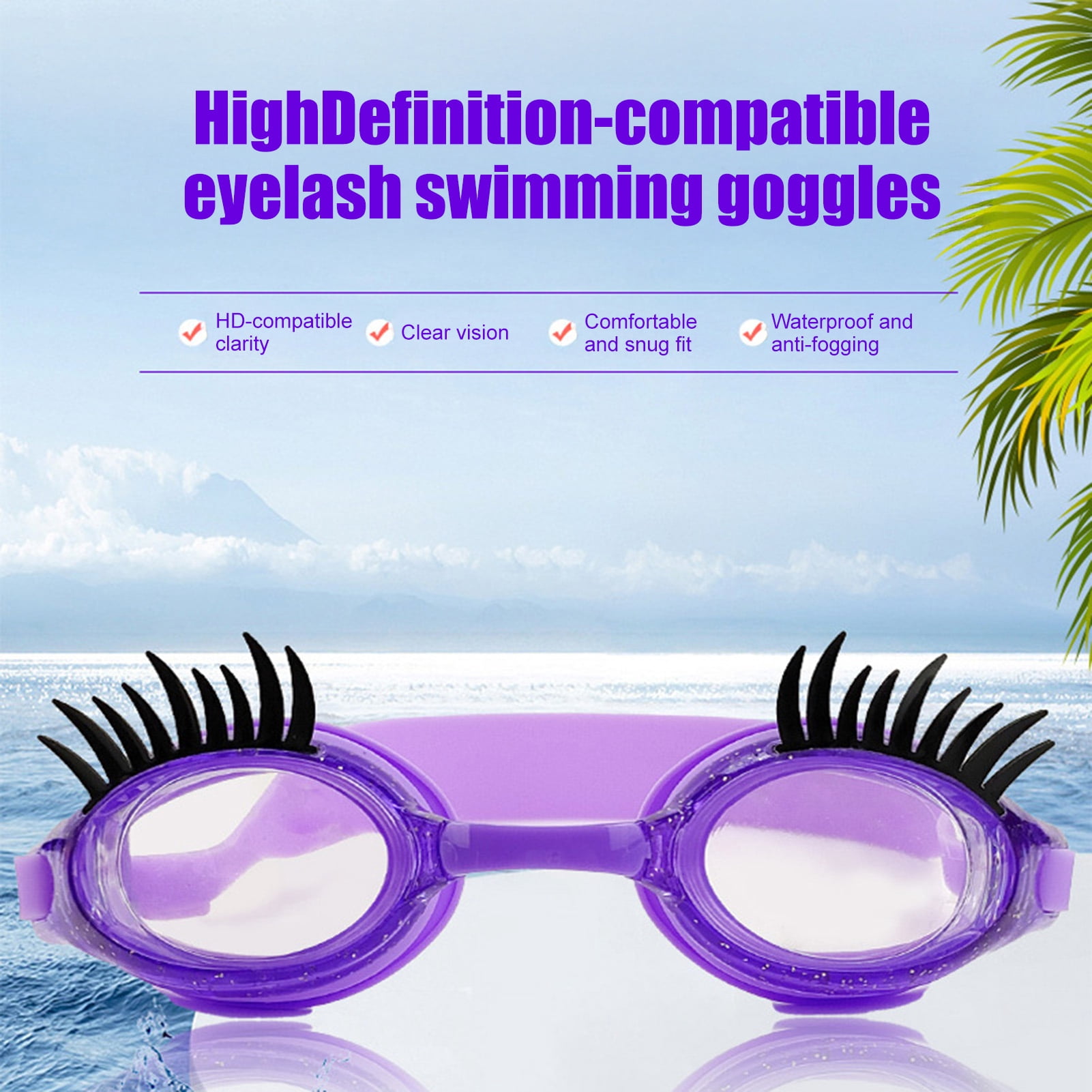 awjaisca Kids Swim Goggles with Eyelashes Waterproof No Leakage Anti ...