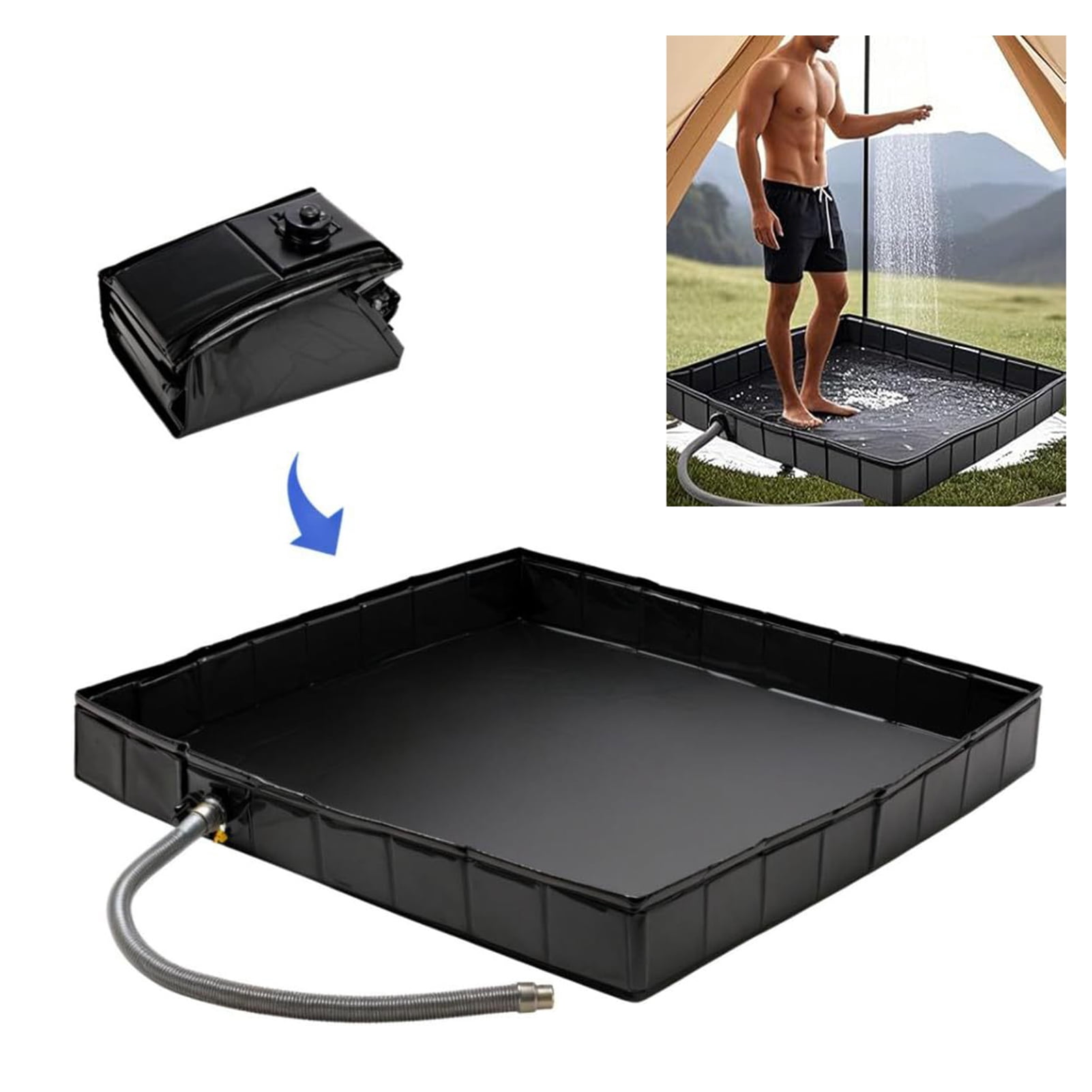 awjaisca Outdoor Shower Base with Detachable Drain Pipe Foldable ...