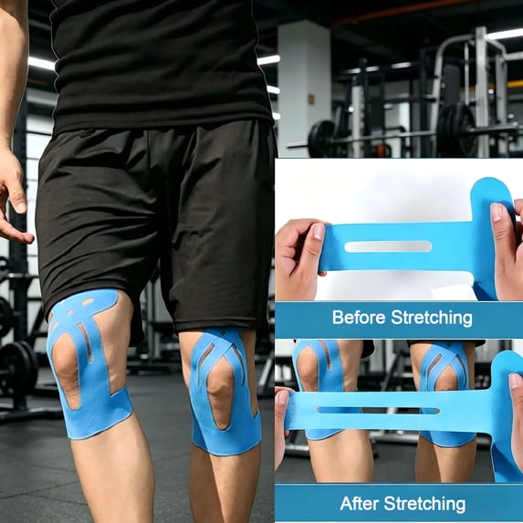 awjaisca Precut Kinesiology Knee Tape Knee Pain Relief Ligament Support ...