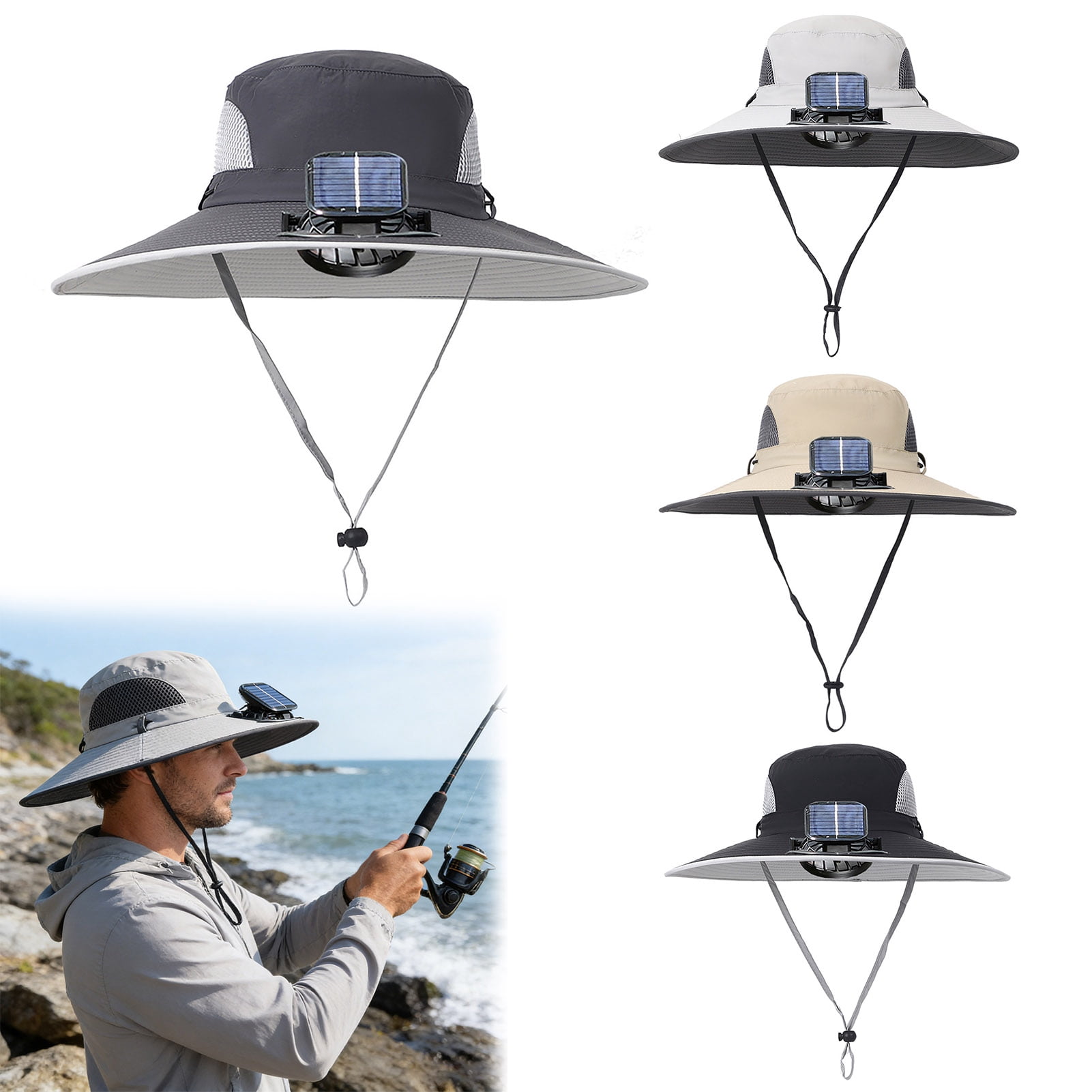 awjaisca Solar Fan Hat USB Rechargeable UV Protection Hat with Solar ...