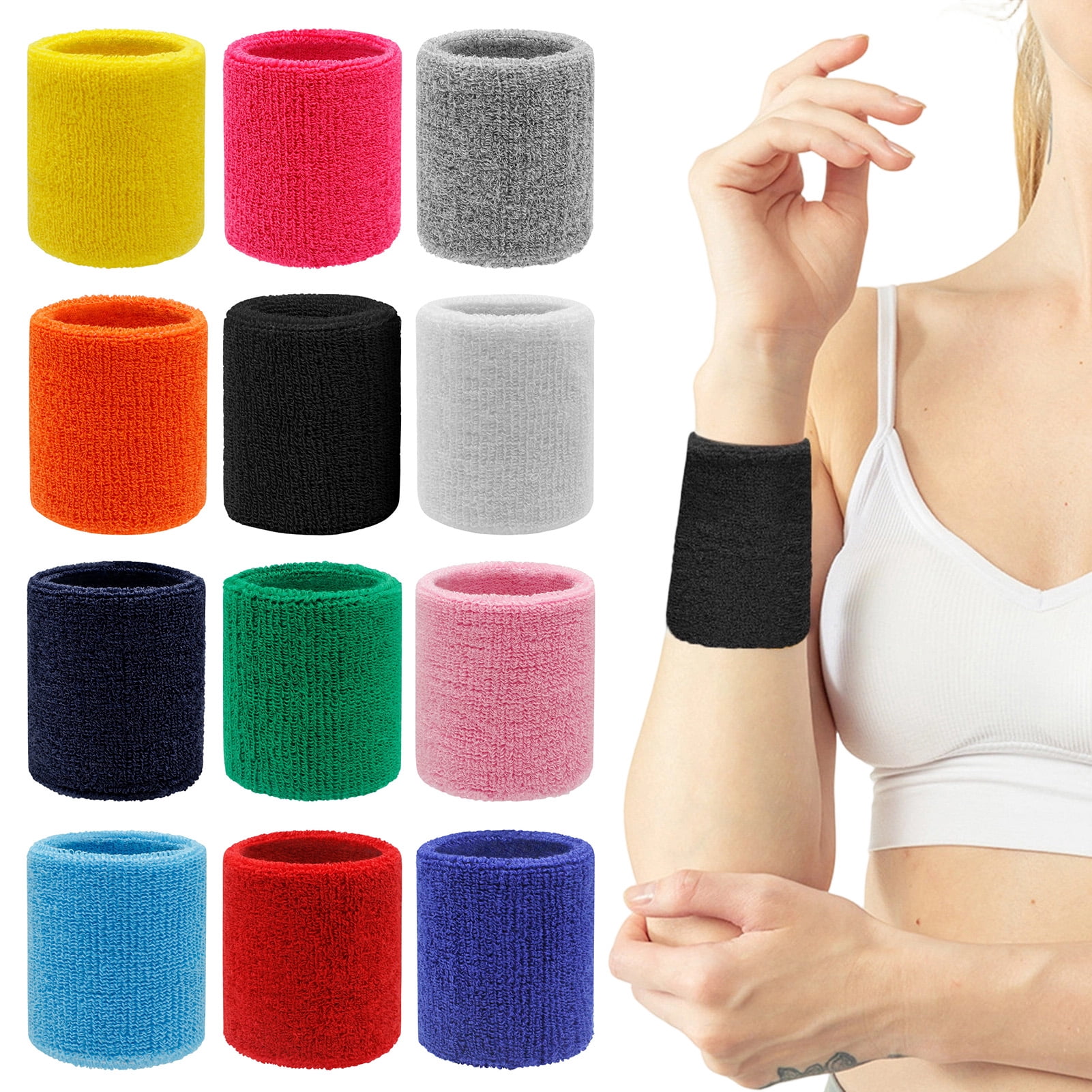 awjaisca Terry Cloth Wrist Sweatband Breathable Absorbent Sports Wrist ...