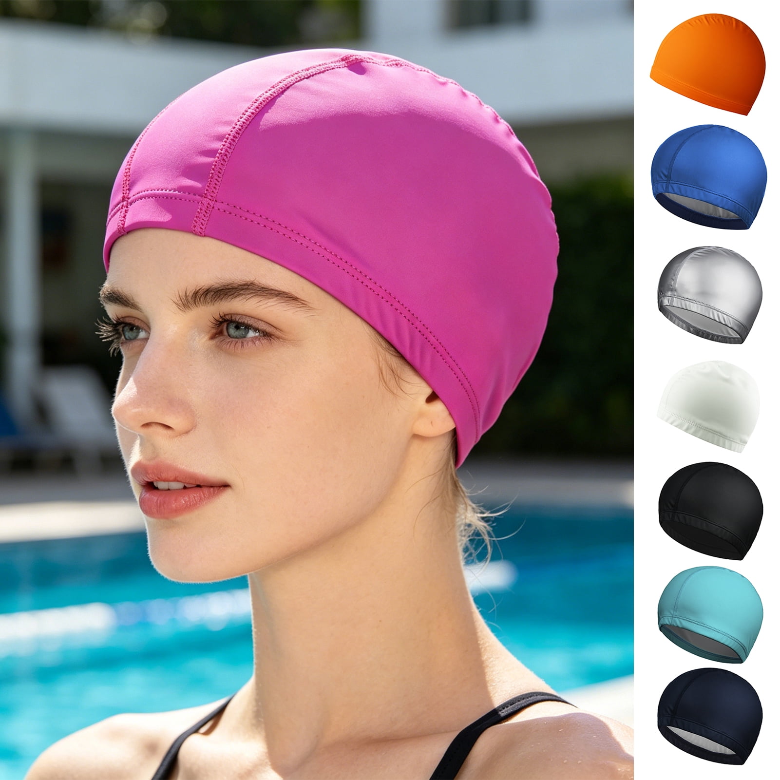 awjaisca Waterproof Adults Cloth Swim Cap, Men Women Swimming Pool Hat ...