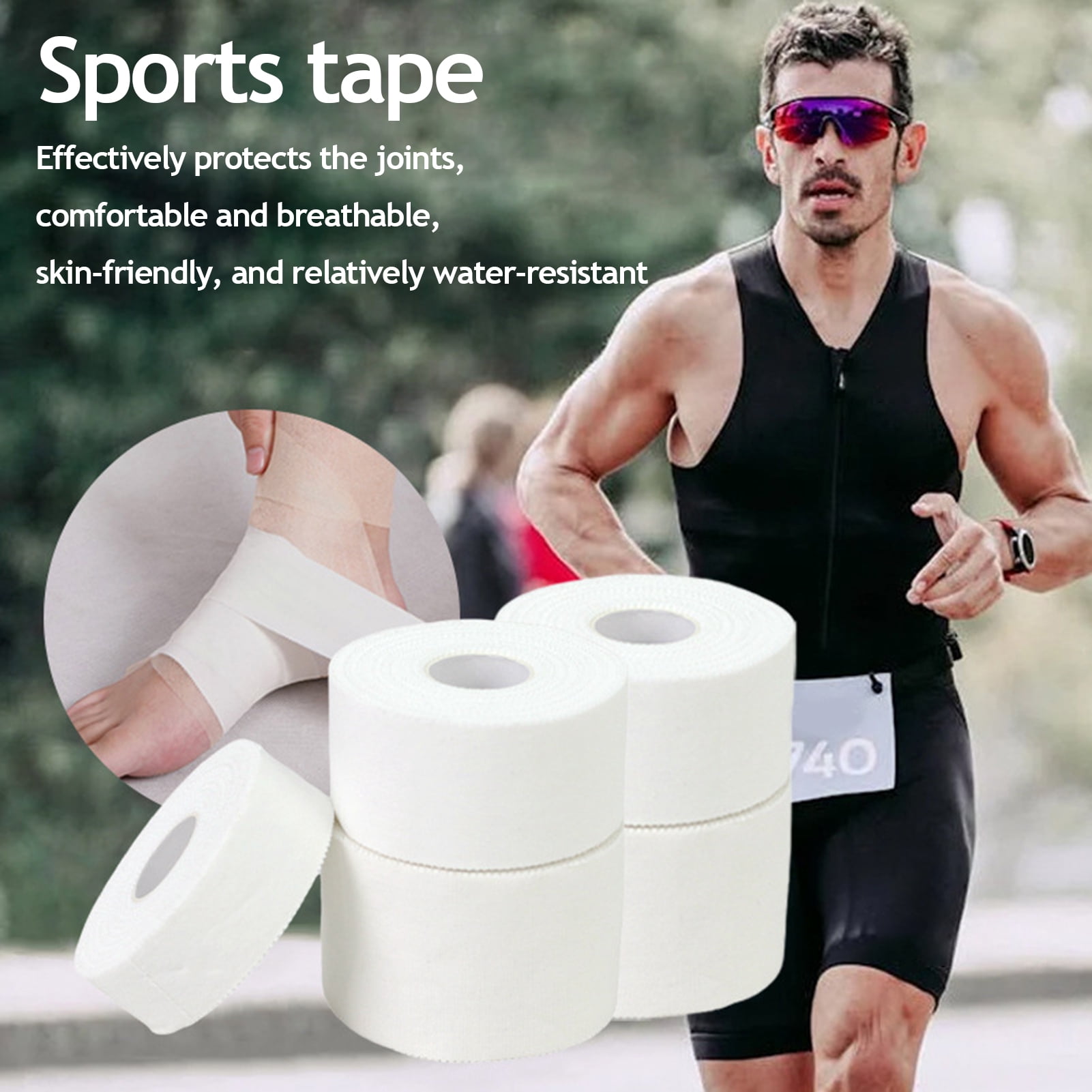 awjaisca White Sports Tape Easy Tear Adhesive No Sticky Residue ...