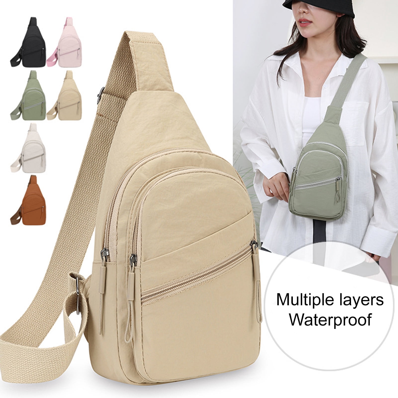 awjaisca Women Chest Sling Bag Large Capacity Waterproof Adjustable ...