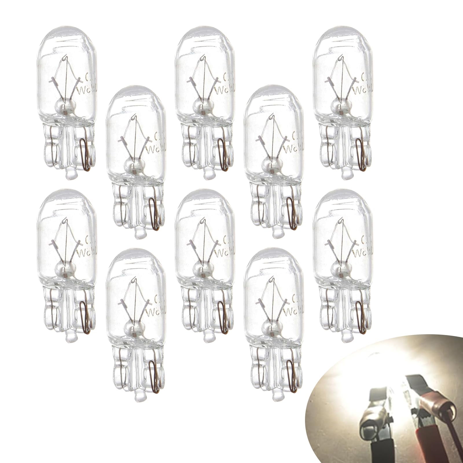 awlbed 10 PCS T10 KEF16 Miniature Car Halogen Brake Light, 12V 5W ...