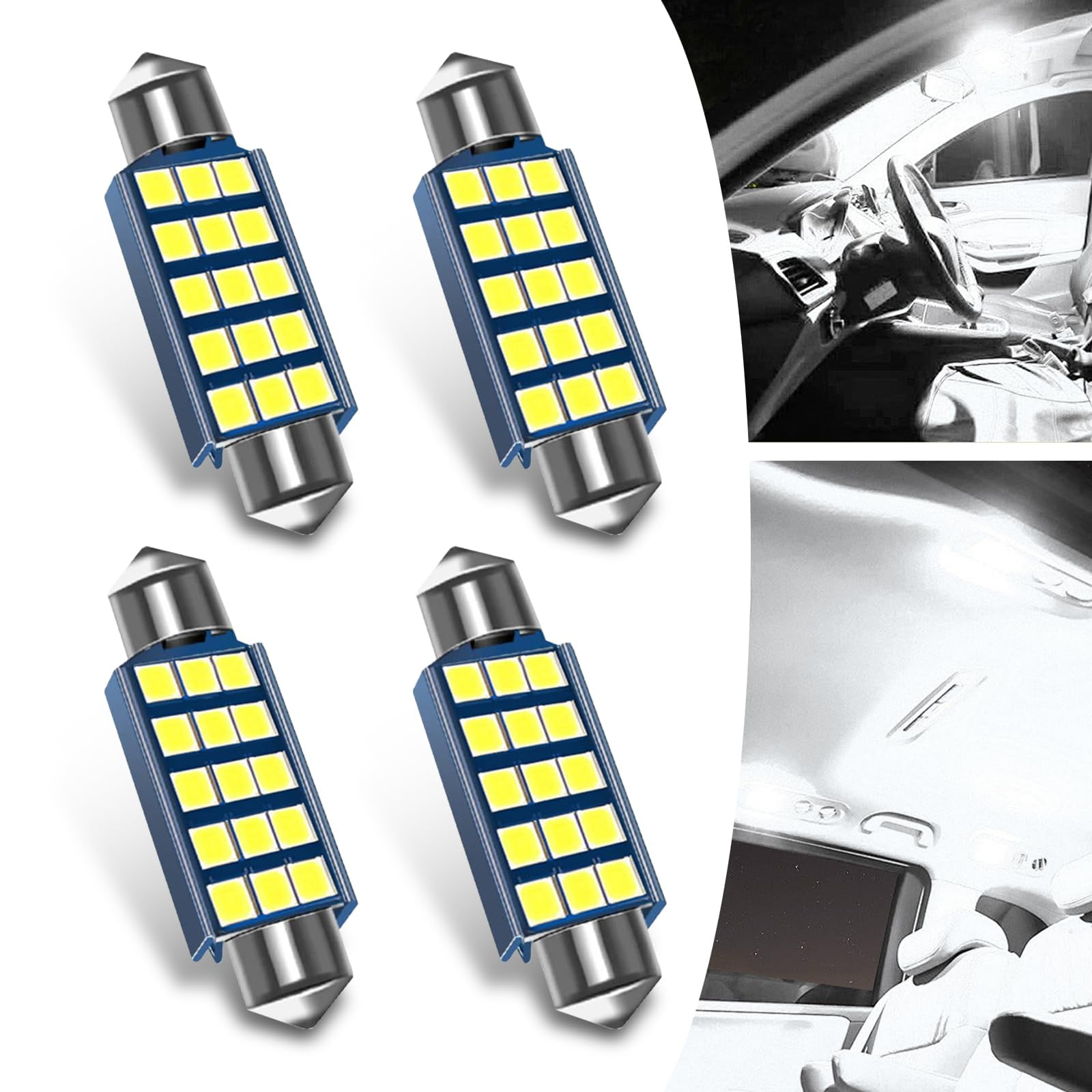 awlbed 4 PCS 42MM 2835 LED Car Interior Dome Lights, IP68 Waterproof ...