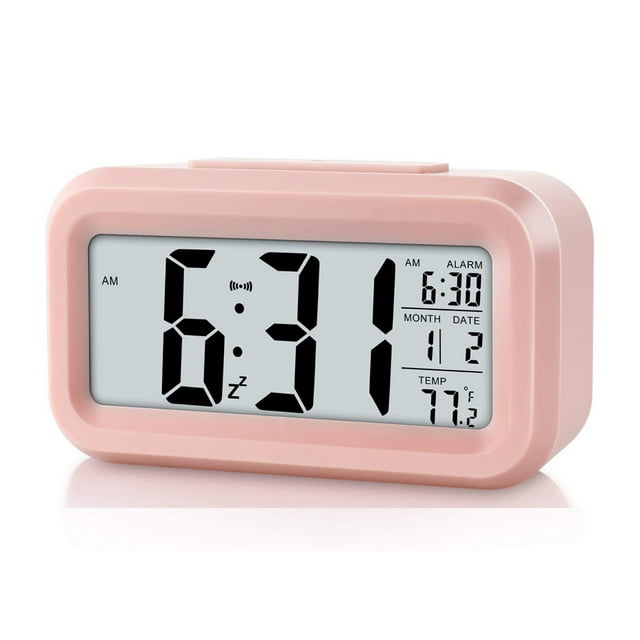 axGear Digital Alarm Clock Large LCD Display Thermometer Smart Night ...