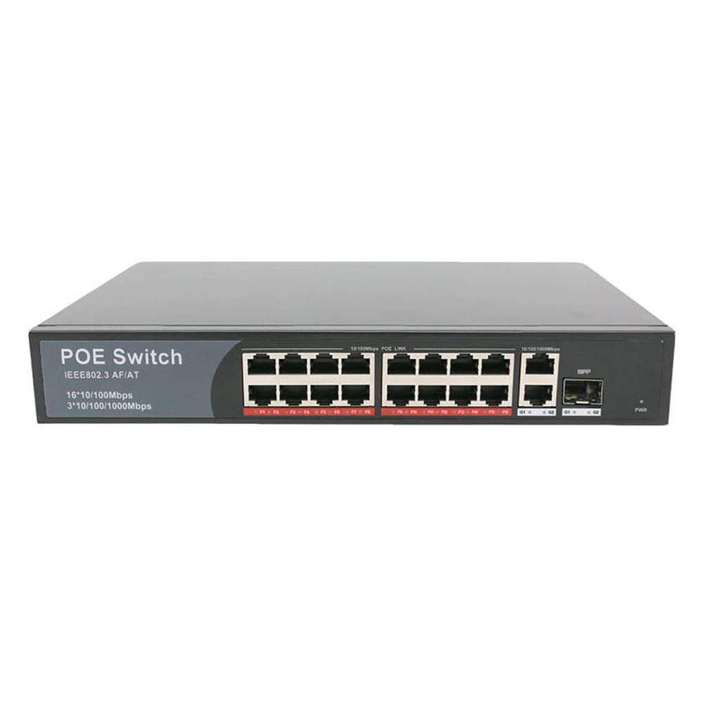 axGear Ethernet Fast Fiber Power POE Network Switch 16 Port 100M + 2 ...