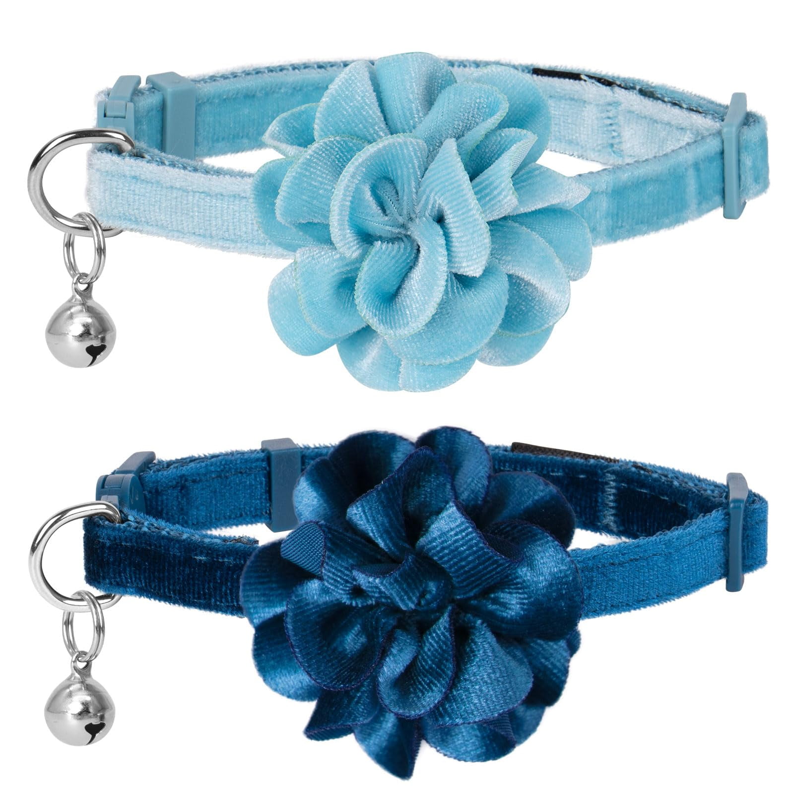 azuza 2 Pack Cat Collar Floral with Bell and Removable Flower Bowtie ...