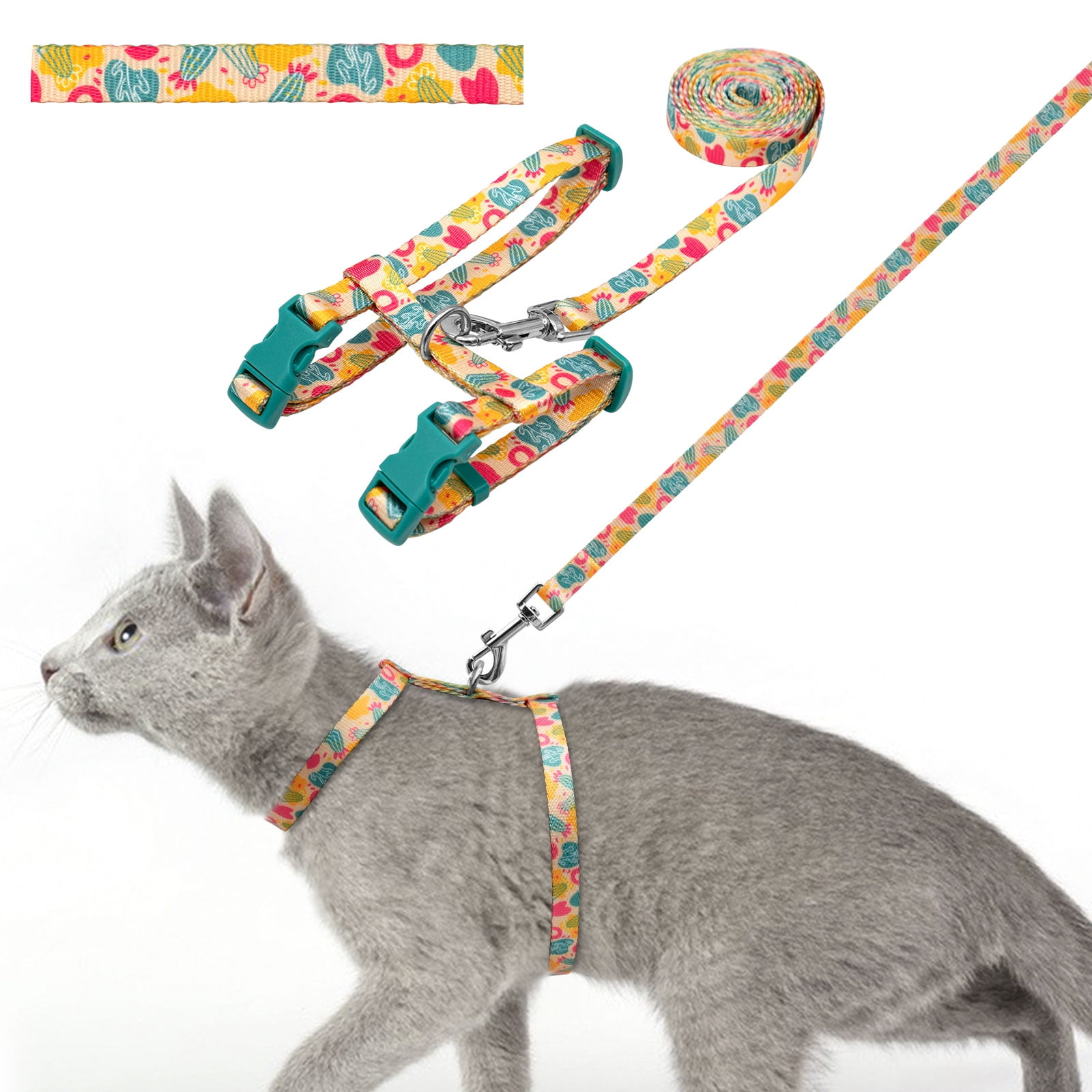 Azuza Cat Harness and Leash Set, Lightweight, Adjustable, Soft Material ...