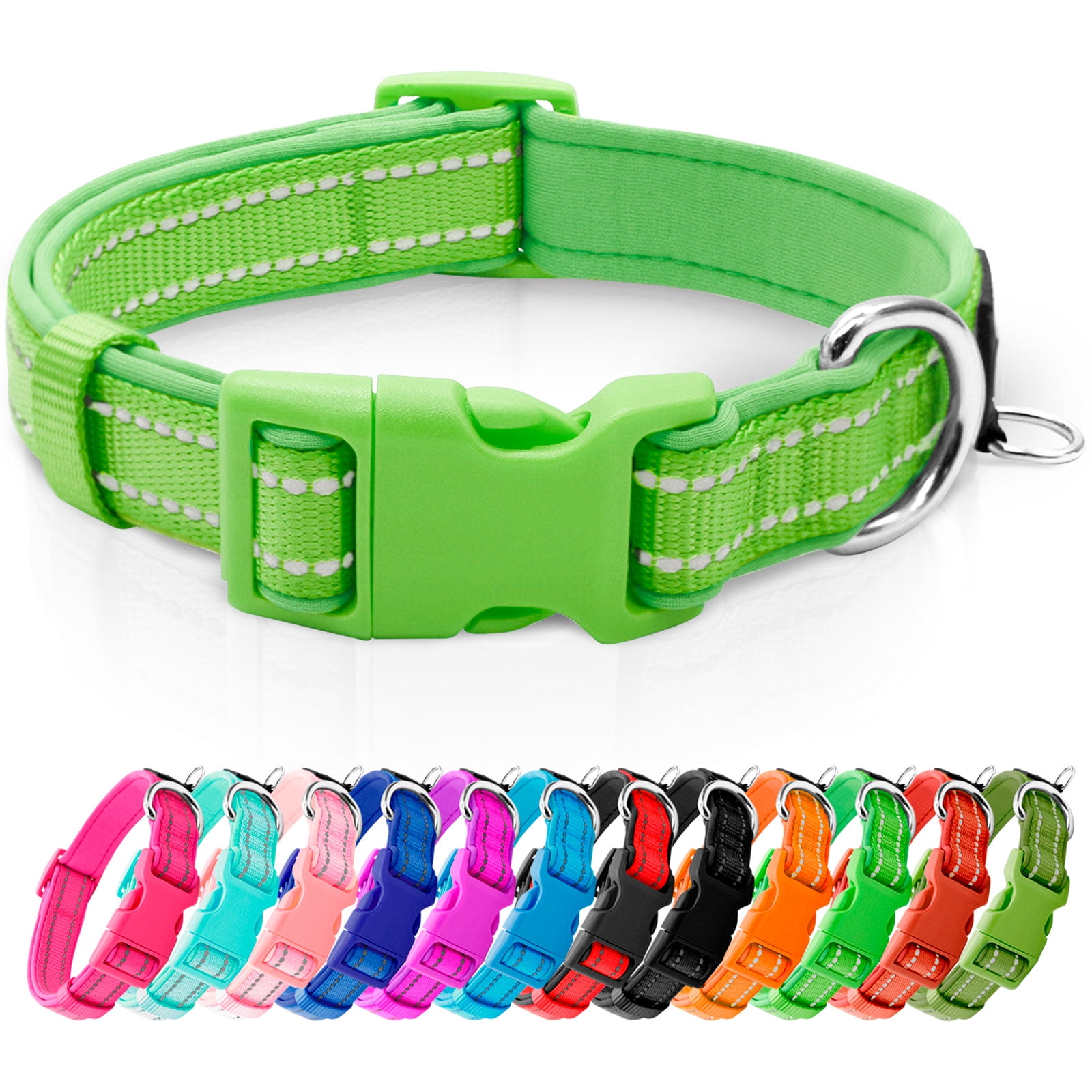 azuza Reflective Dog Collar, Soft Neoprene Padded Pet Collar with ID ...