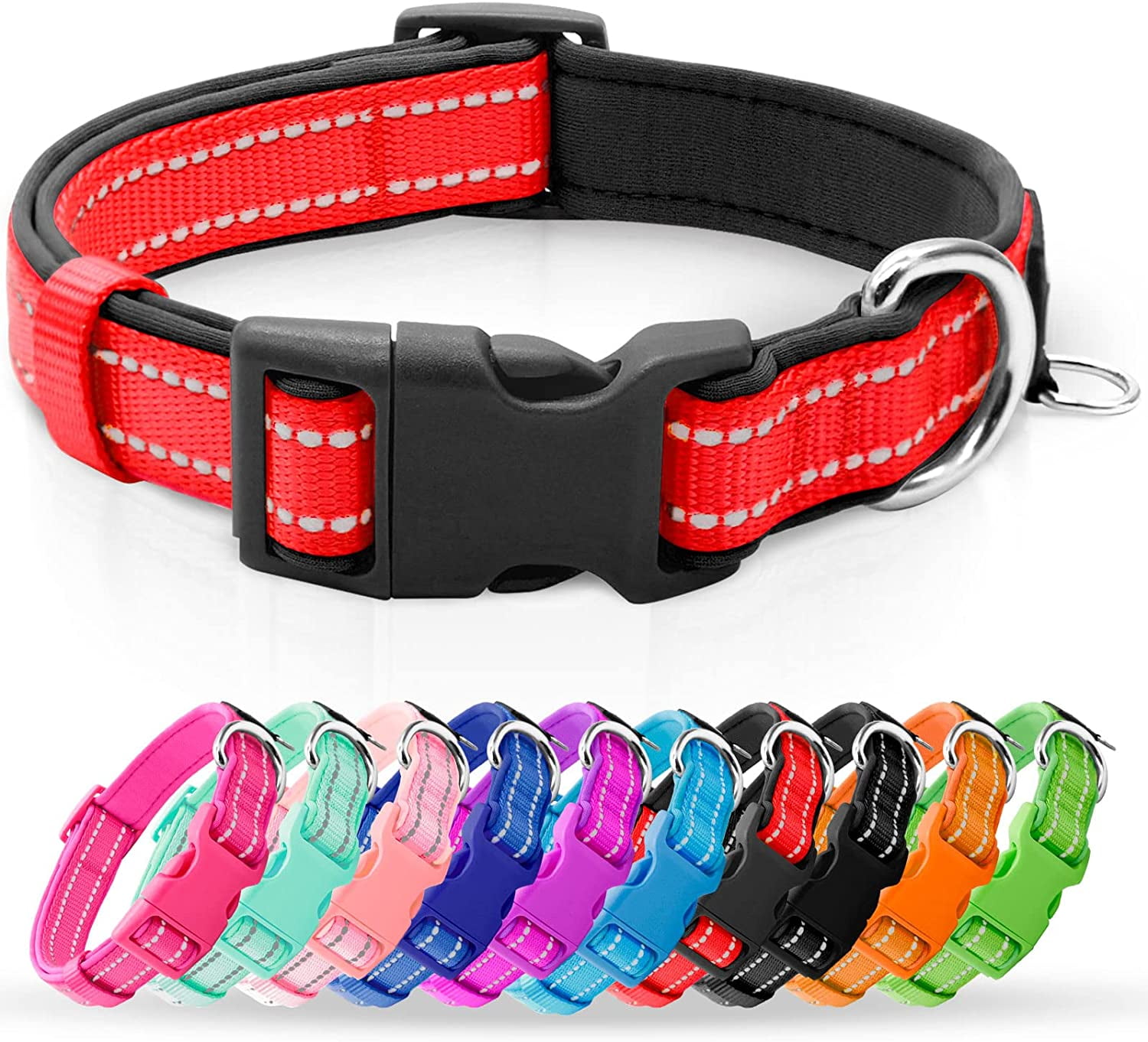 azuza Reflective Dog Collar Super Soft Neoprene Padded Dog Collars with ...