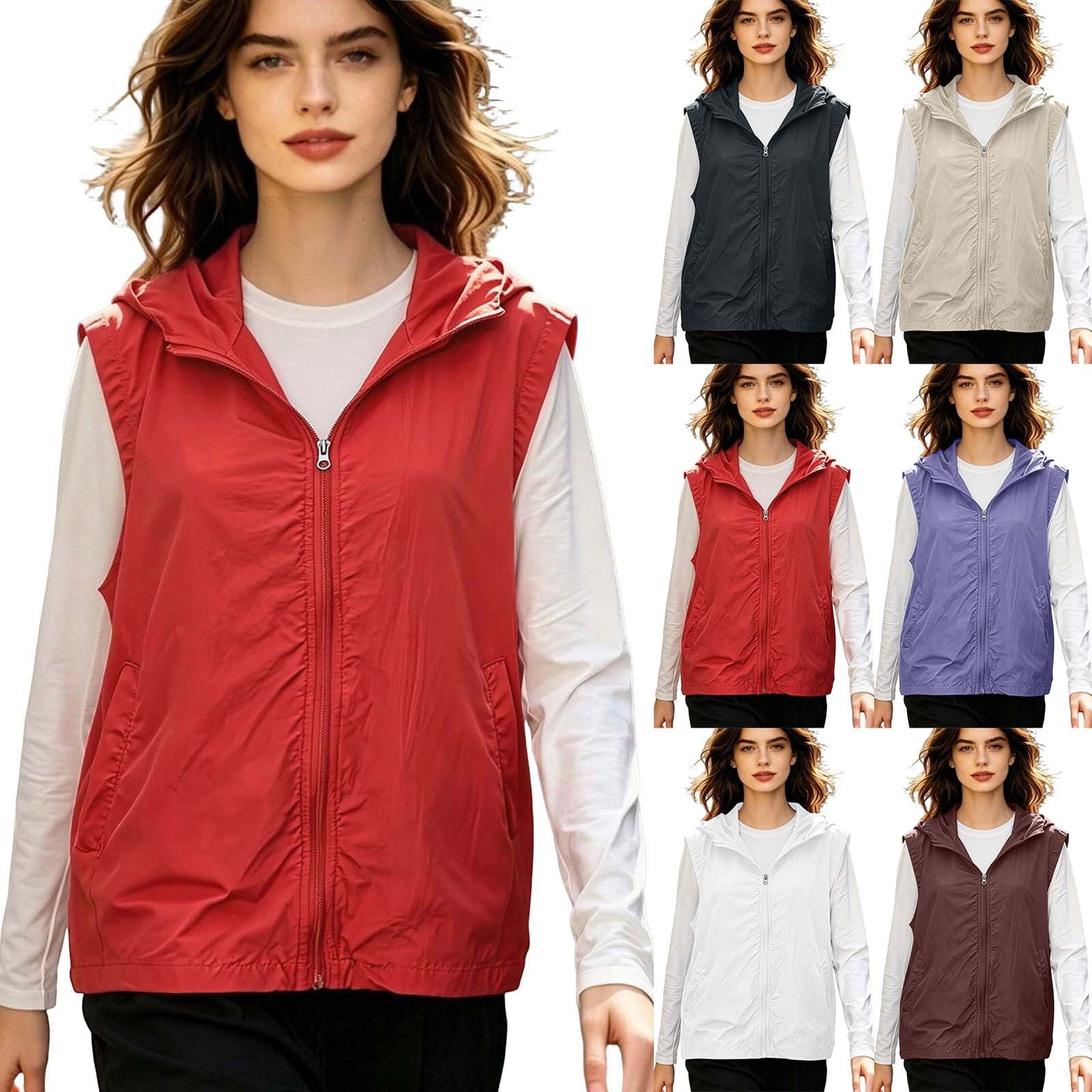 Jane Wardrobe Women's Plus Size Sun Protection Vest, Lightweight Hooded ...