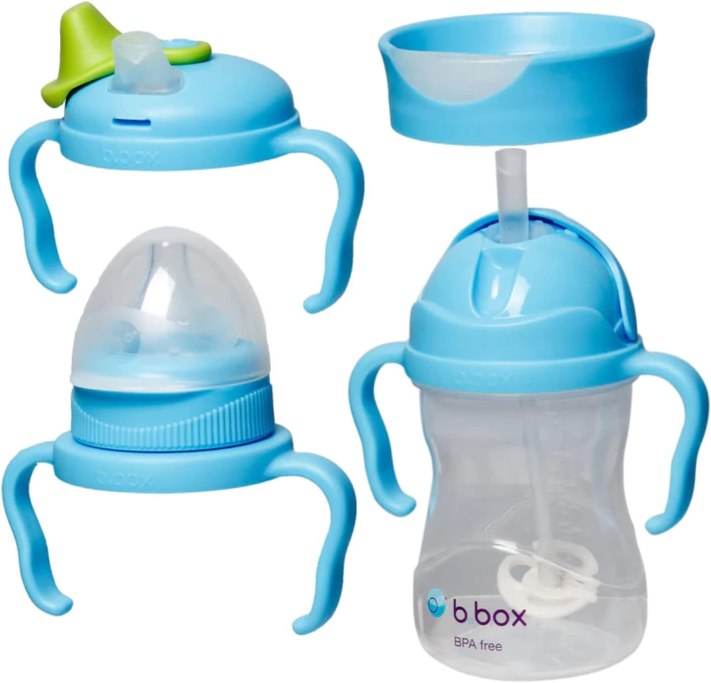 b.box Bottle to Cup Transition Pack - Includes 4 Lids (Nipple, Spout ...