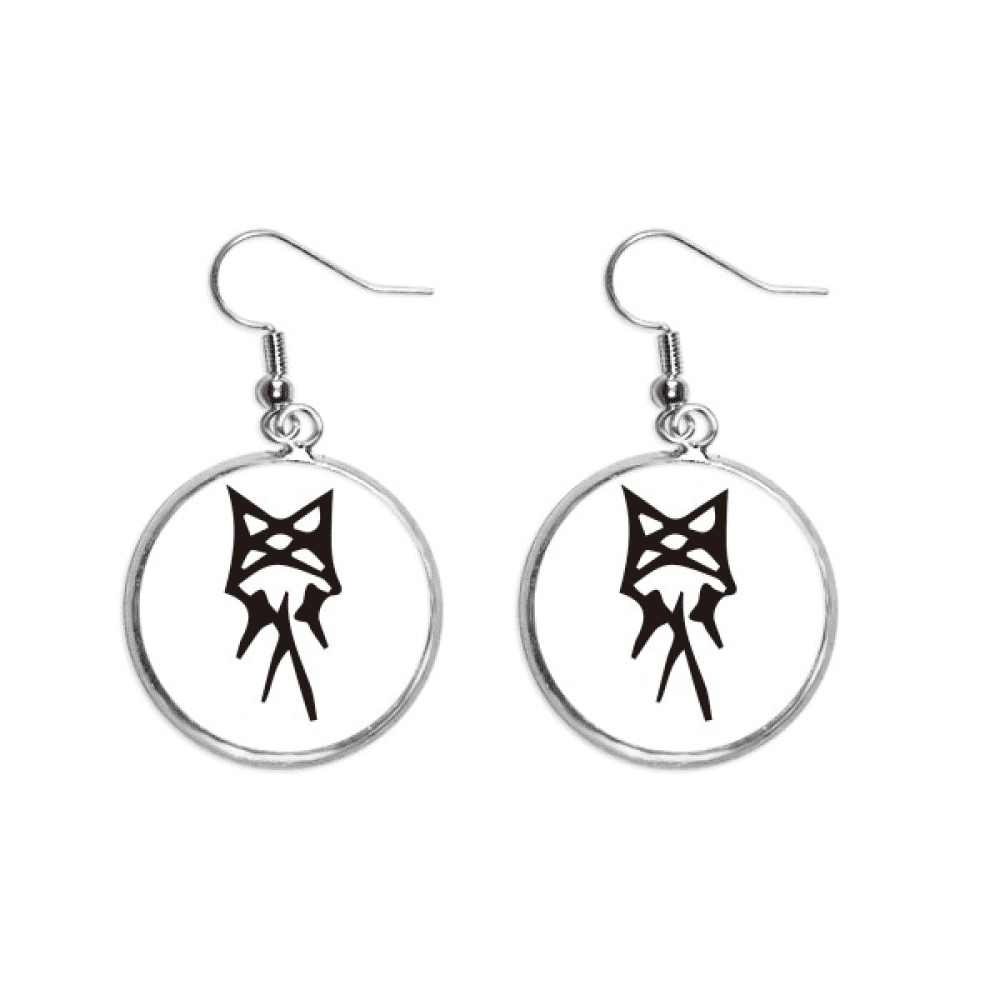 b inscription chinese surname character luo ear dangle silver drop ear ...