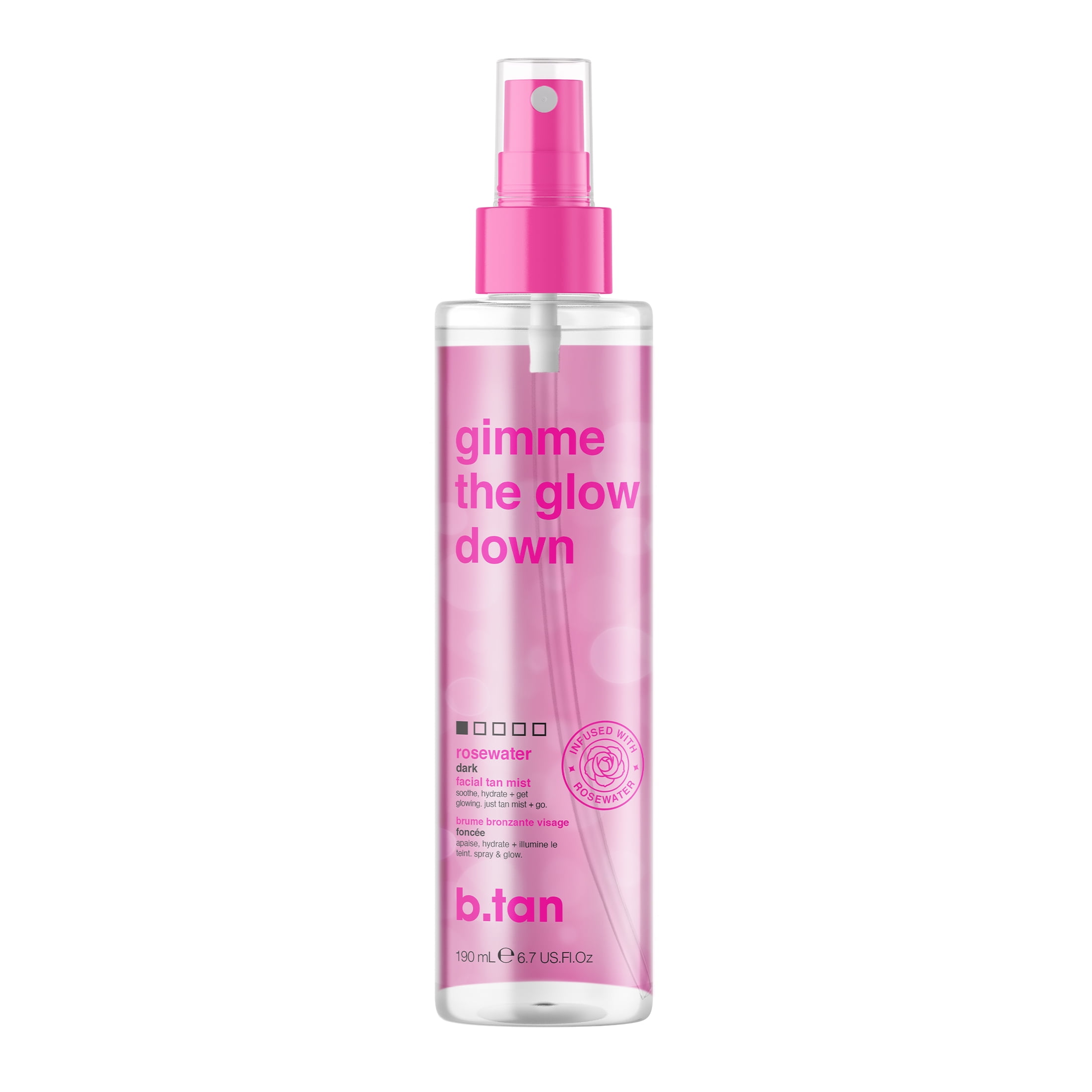 b.tan Gimme the Glow Down Rosewater Gradual Glow Facial Tan Mist ...