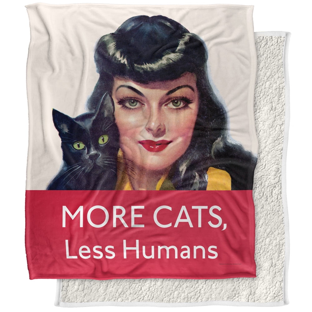 bCreative - Ephemera Blanket, 50'x60' More Cats, Less Humans Silky ...