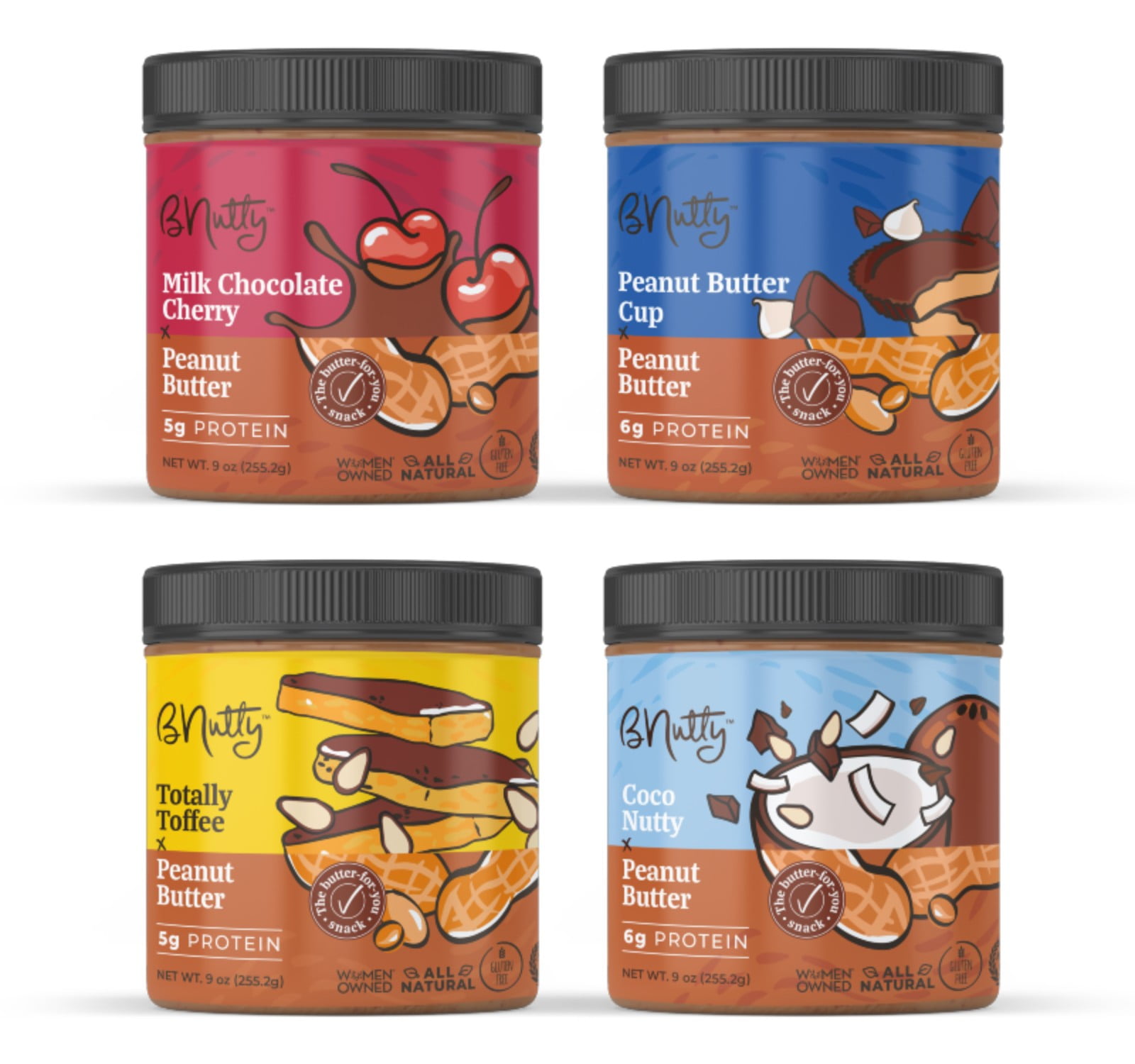 bNutty Gourmet Peanut Butter, Chocolate Dream Variety Pack, 9 oz, 4 ...