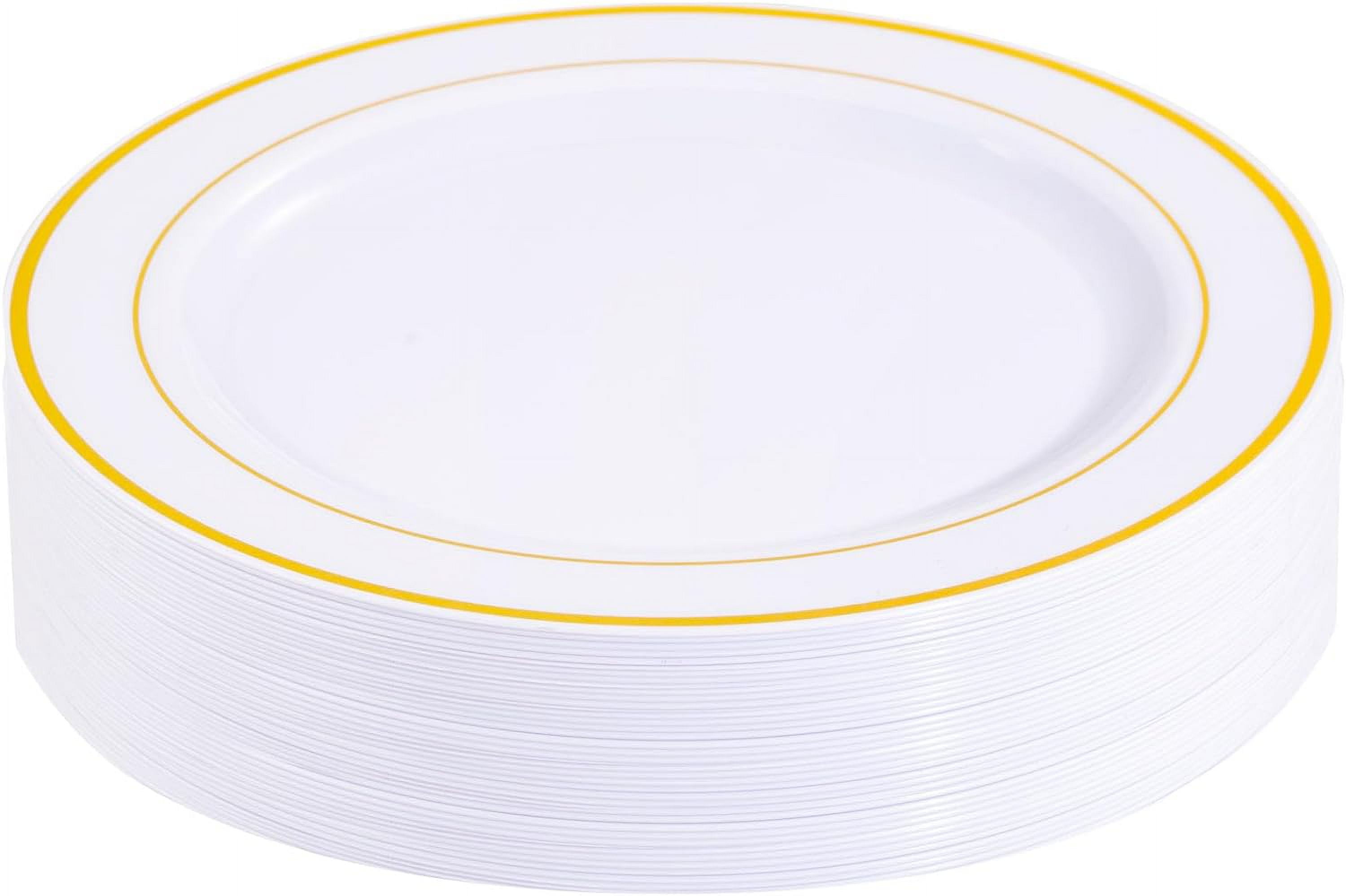 bUCLA 30PCS White and Gold Plastic Dinner Plates Disposable - 10.25inch ...
