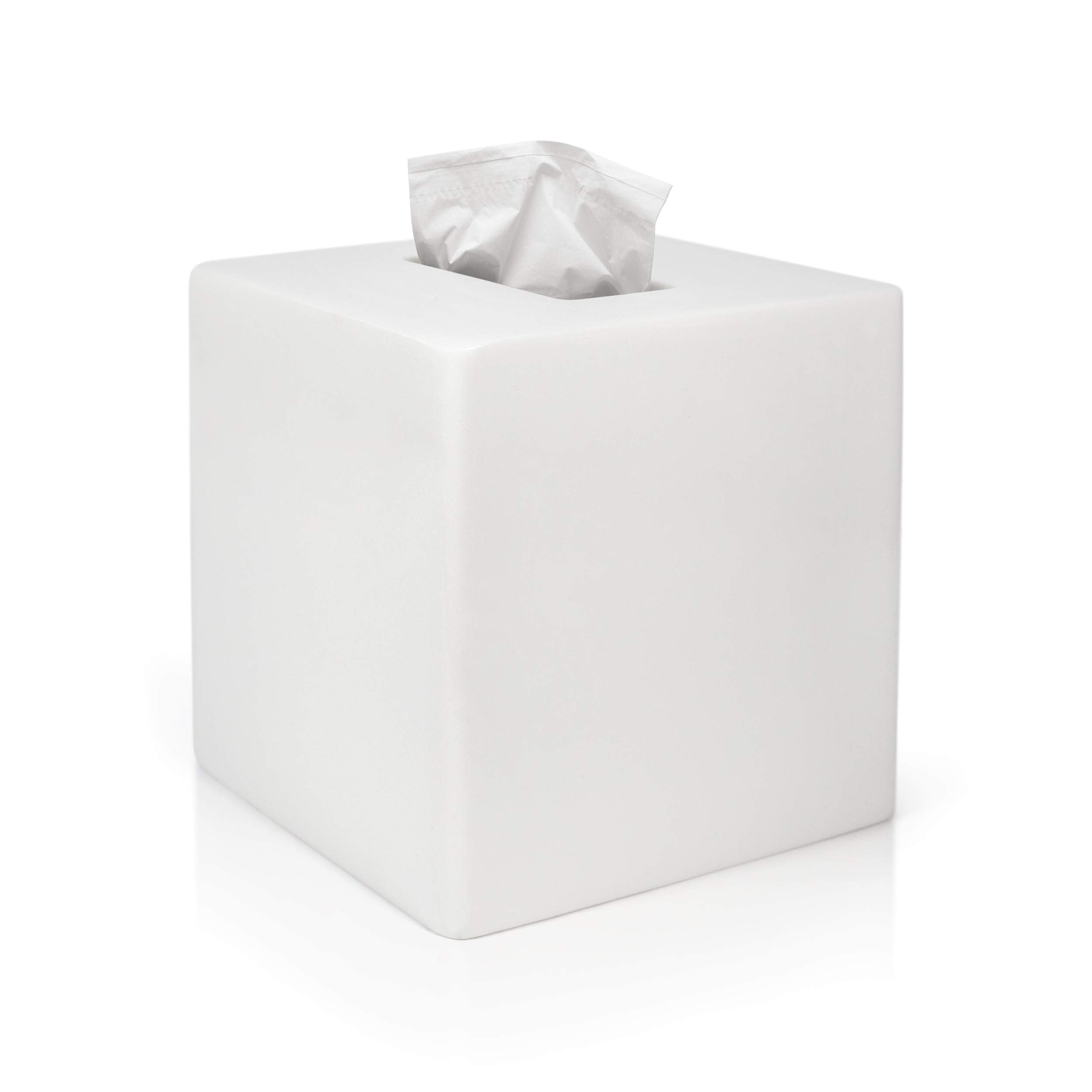 bUnusual White Tissue Box Cover - Modern Tissue Holder, High Gloss ...