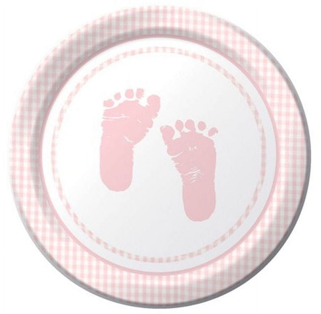 baby girl pink footprints 9 inch lunch/dinner plates - Walmart.com
