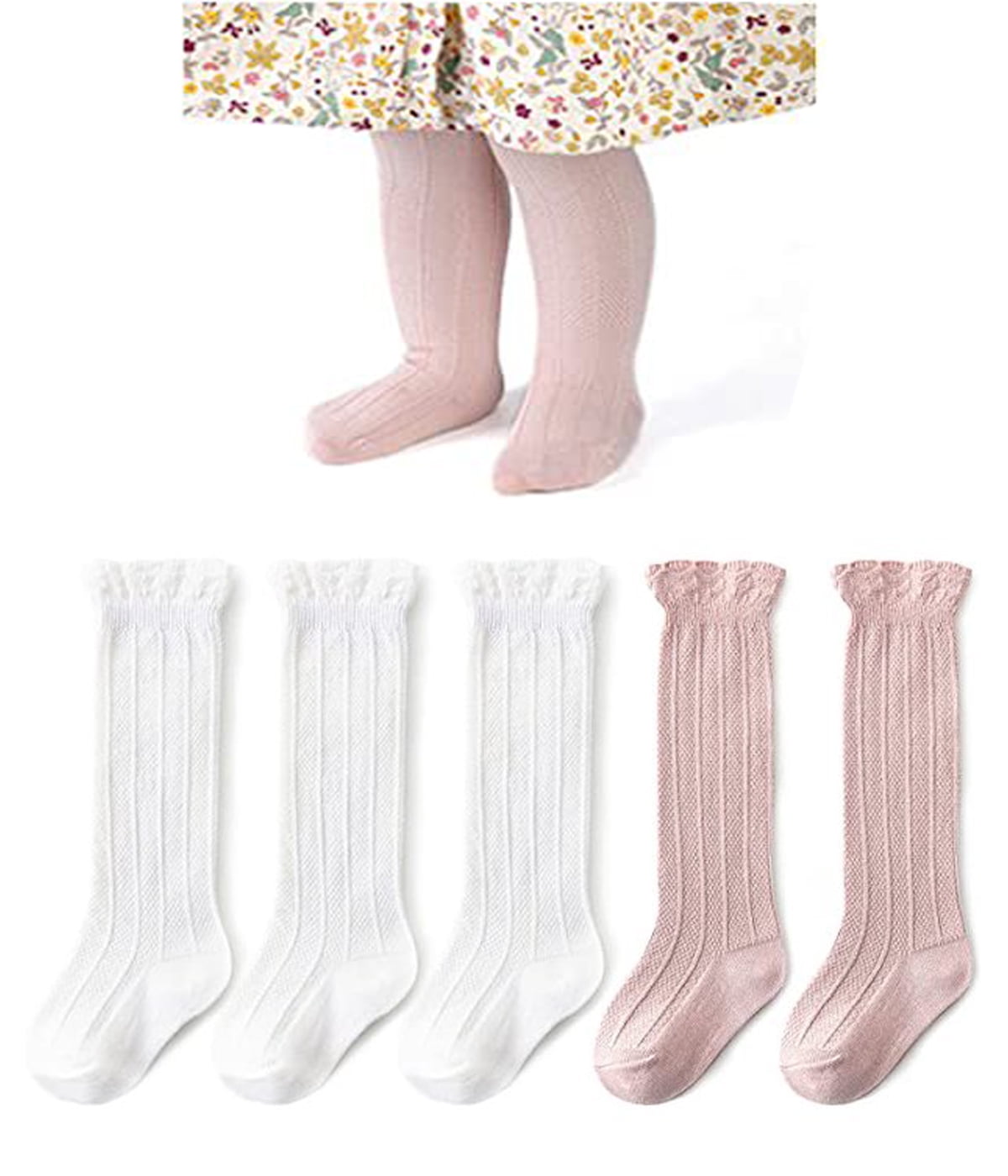 baby socks newborn kids long stockings infant toddler cute knee high ...