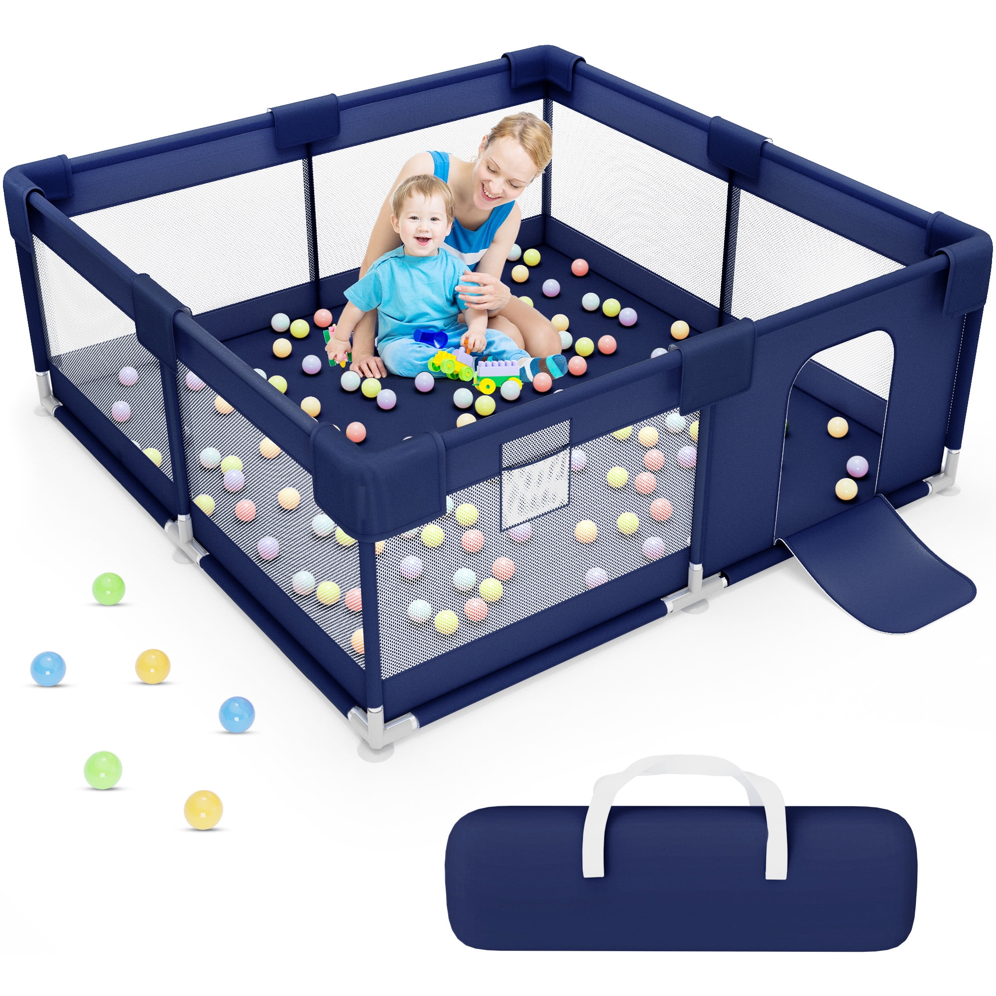 babyeap Baby Playpen, 50x50 Inch Play Yards for Toddlers, Mesh Fabric ...