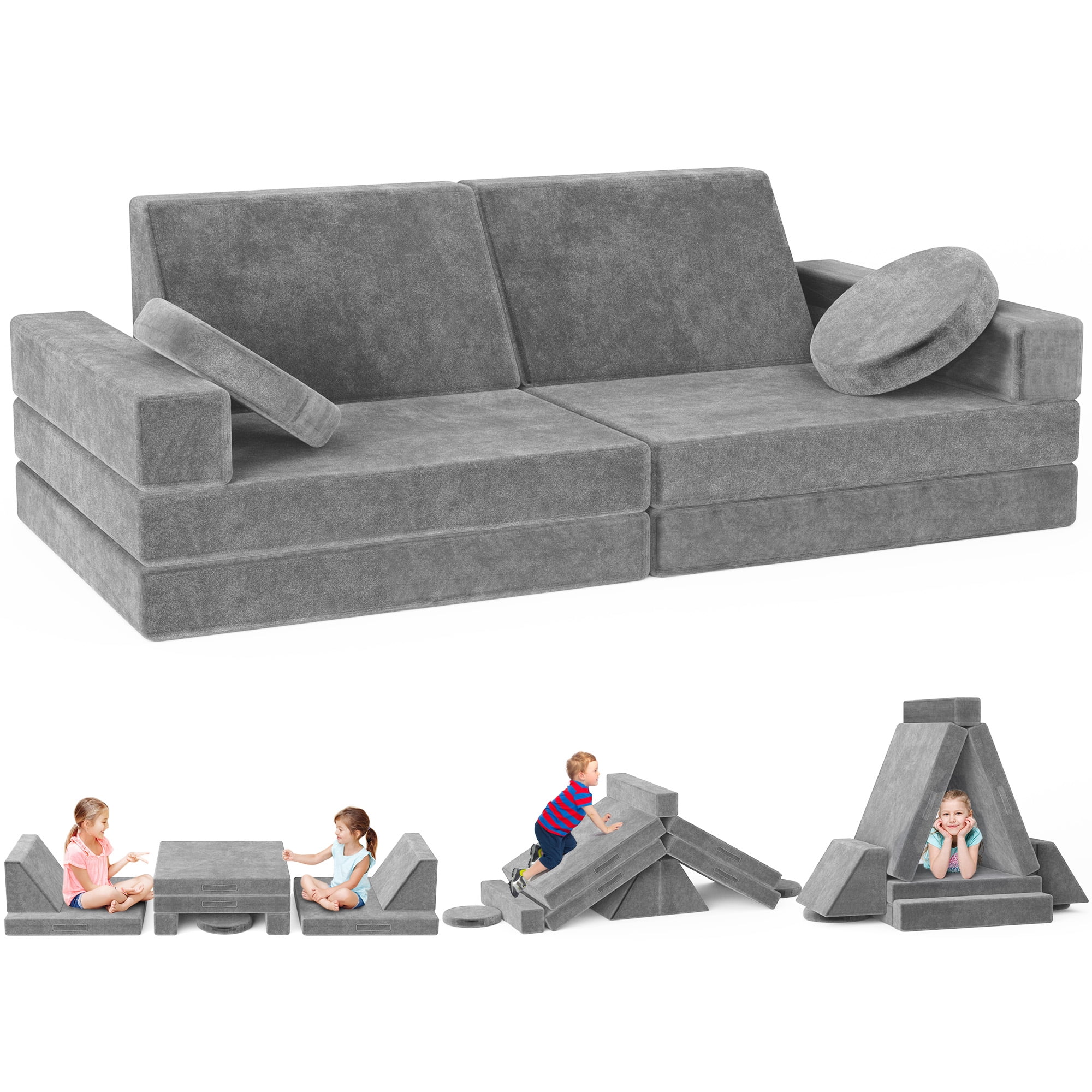babyeap 10 PCS Customizable Kids Play Foam Couch, Multifunctional ...