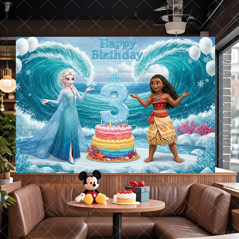 The background banner for the 3rd birthday party of Frozen and Ocean ...
