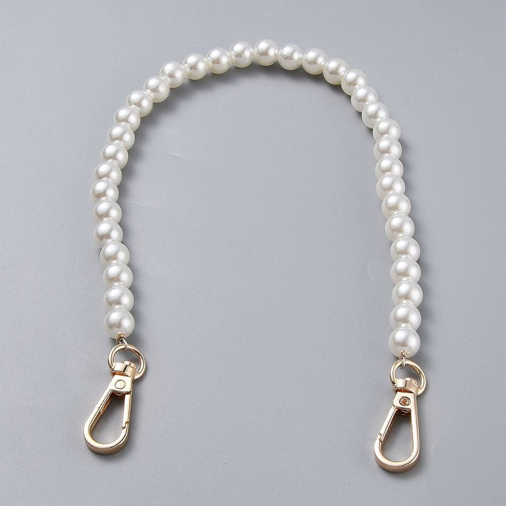 bag Chain Straps with Plastic Imitation Pearl Beads and Light golden ...