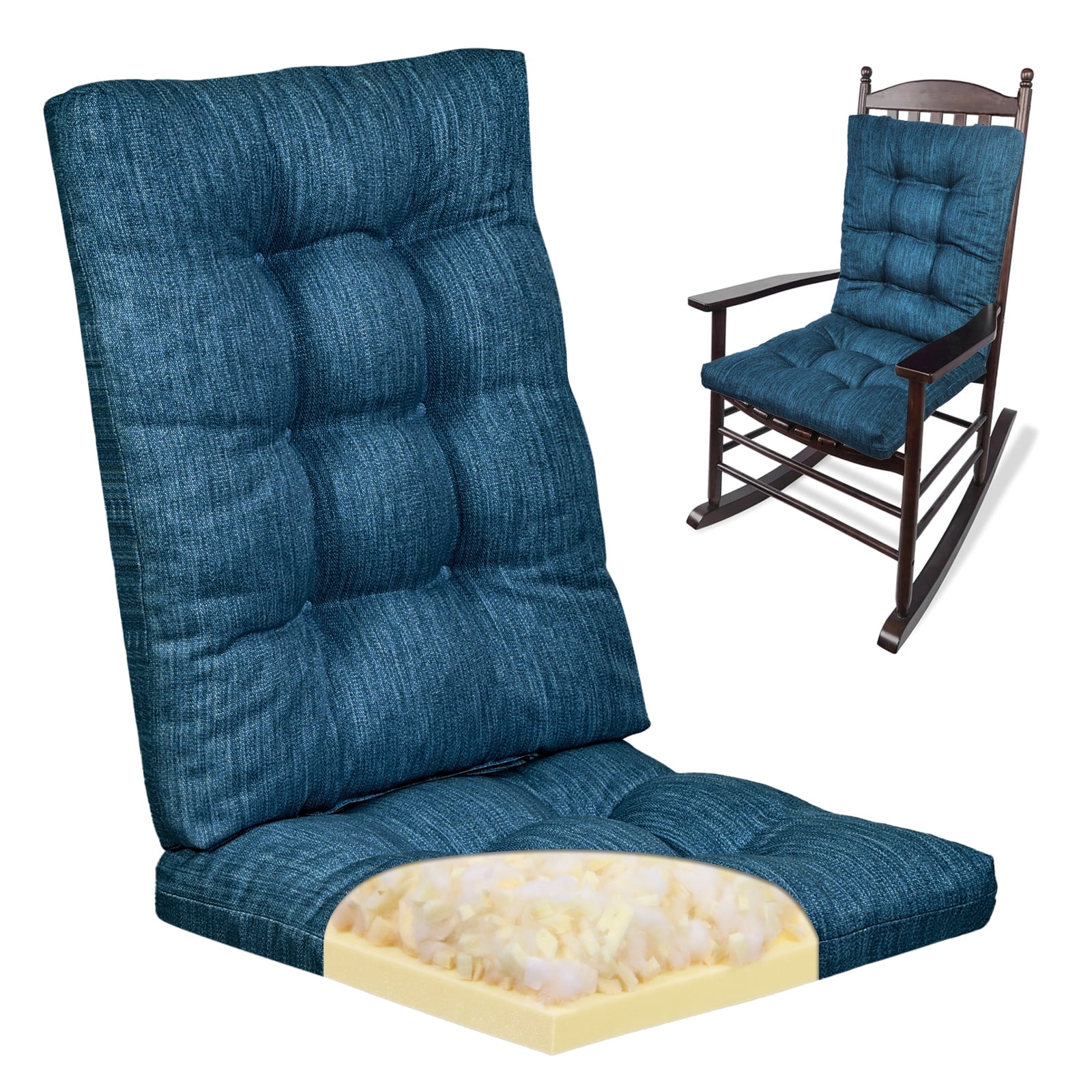 Baibu 19.5 Inch Large Size Rocking Chair Cushion Non Skid Slip Memory ...