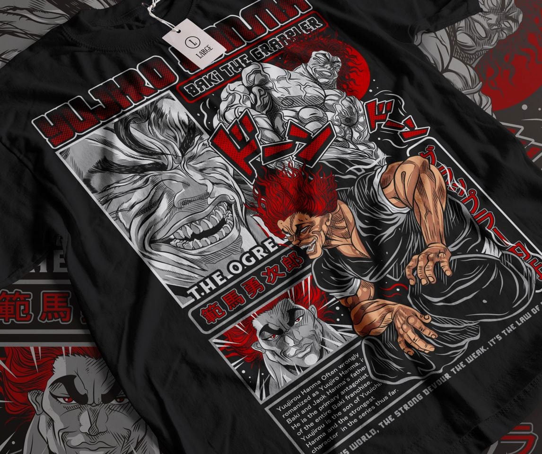 baki T-shirt, baki hanma T-shirt, baki the grappler T-shirt, yujiro ...