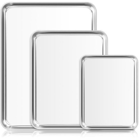 Behome Baking Sheet Set of 3, Stainless Steel Sheet Pan, 10/12/16 Inch ...