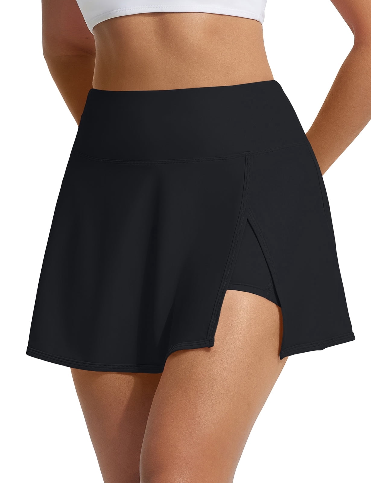 baleaf Women's High Waisted Swim Skirts Tummy Control Swimsuits Quick ...