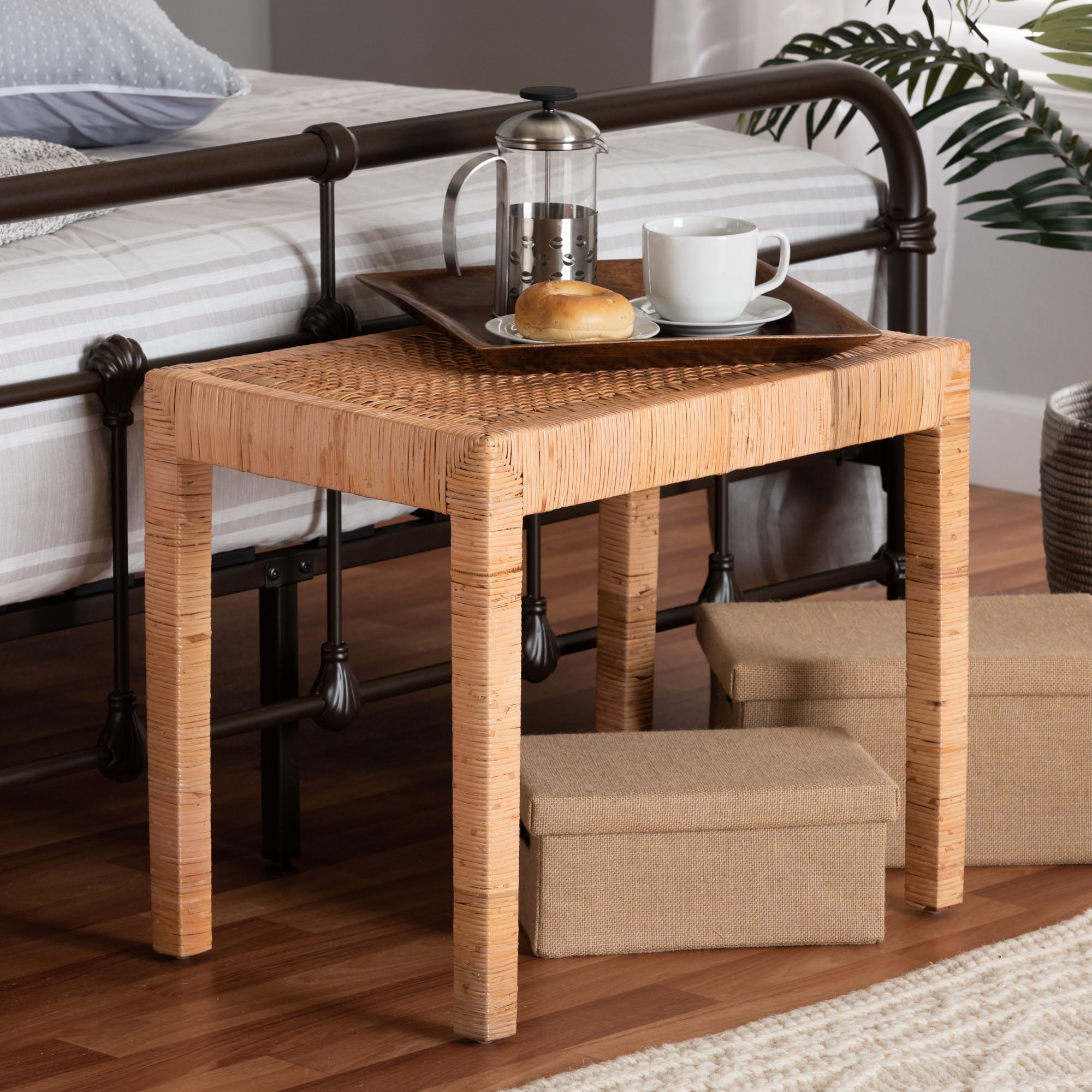 bali & pari Abelia Rattan BOHO Bench, Natural Brown - Walmart.com