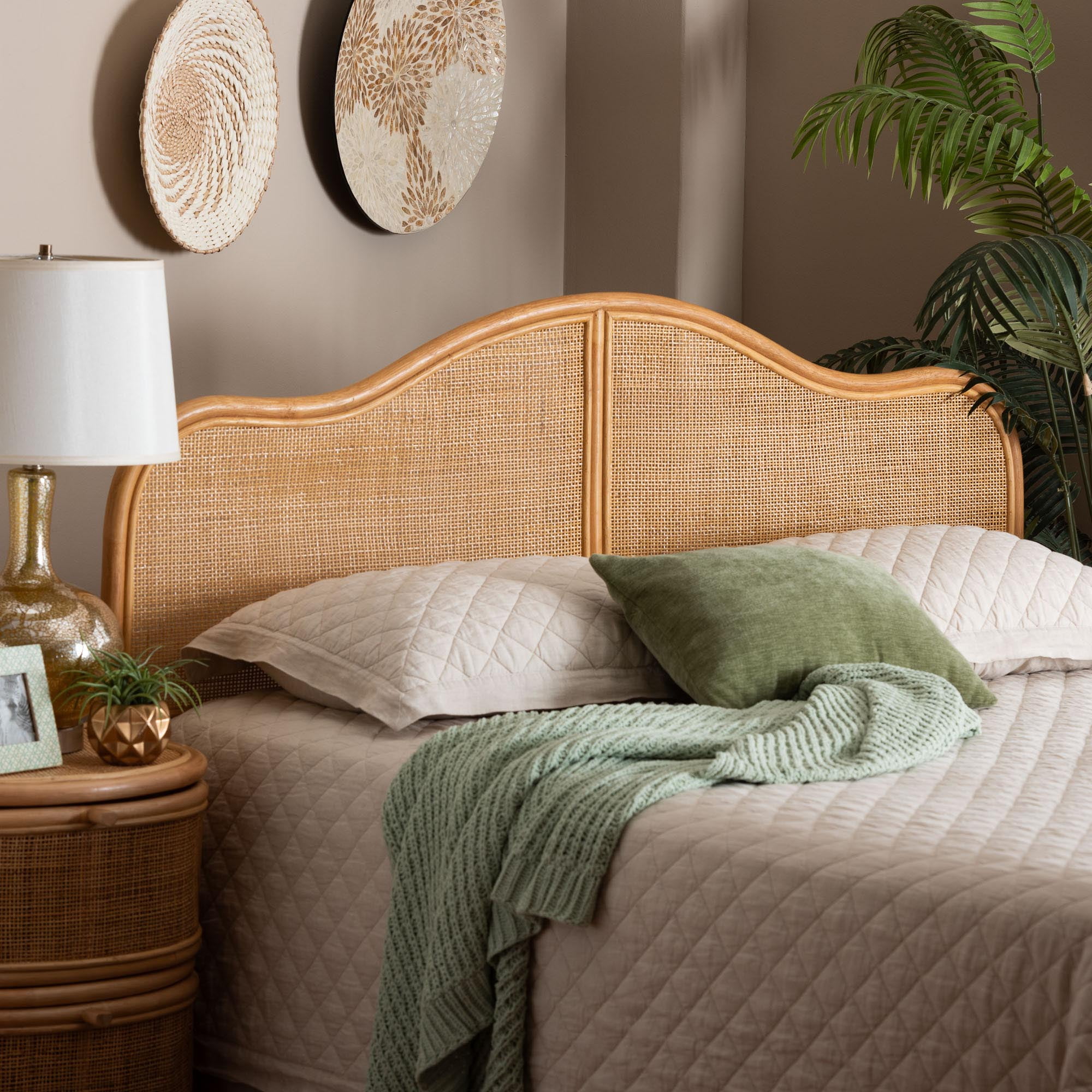 bali & pari Adelita Boho Standalone Headboard, Queen, Light Honey ...