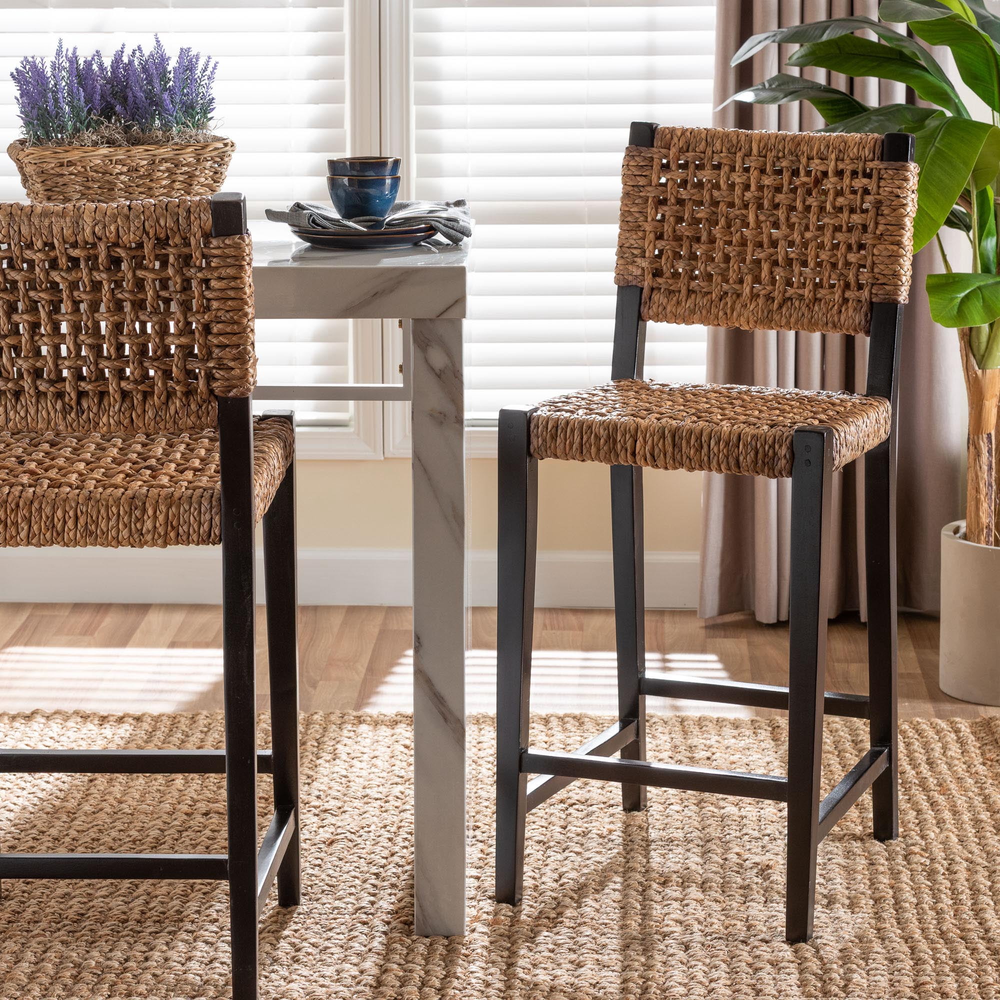 bali & pari Alise Boho Bar Stool, Bar Height, Seat Height of 27", Dark ...