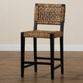 bali & pari Alise Mahogany wood and Seagrass BOHO Counter Stool ...